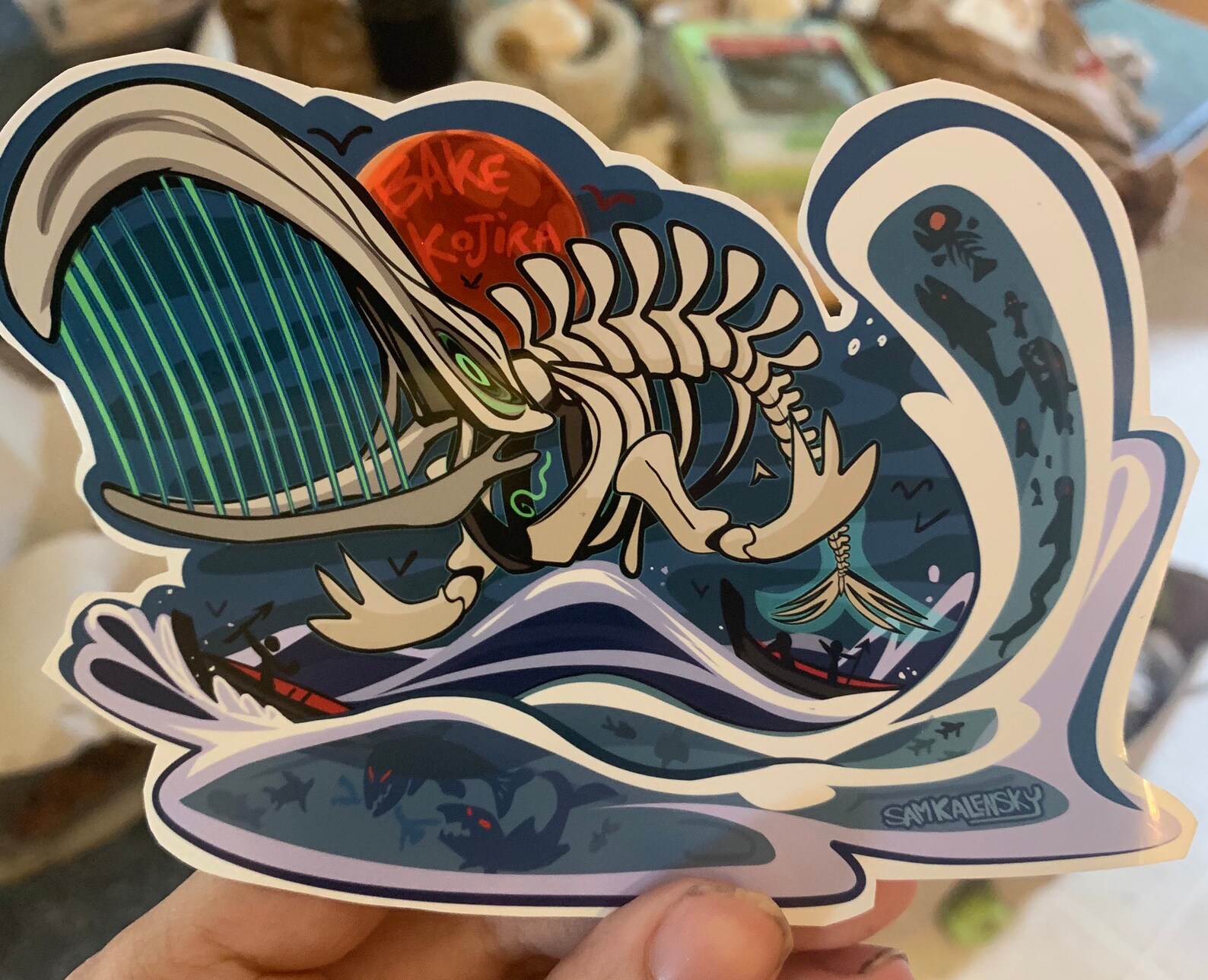 Bake Kujira - Ghost Bone Whale - Yokai Sticker - Etsy