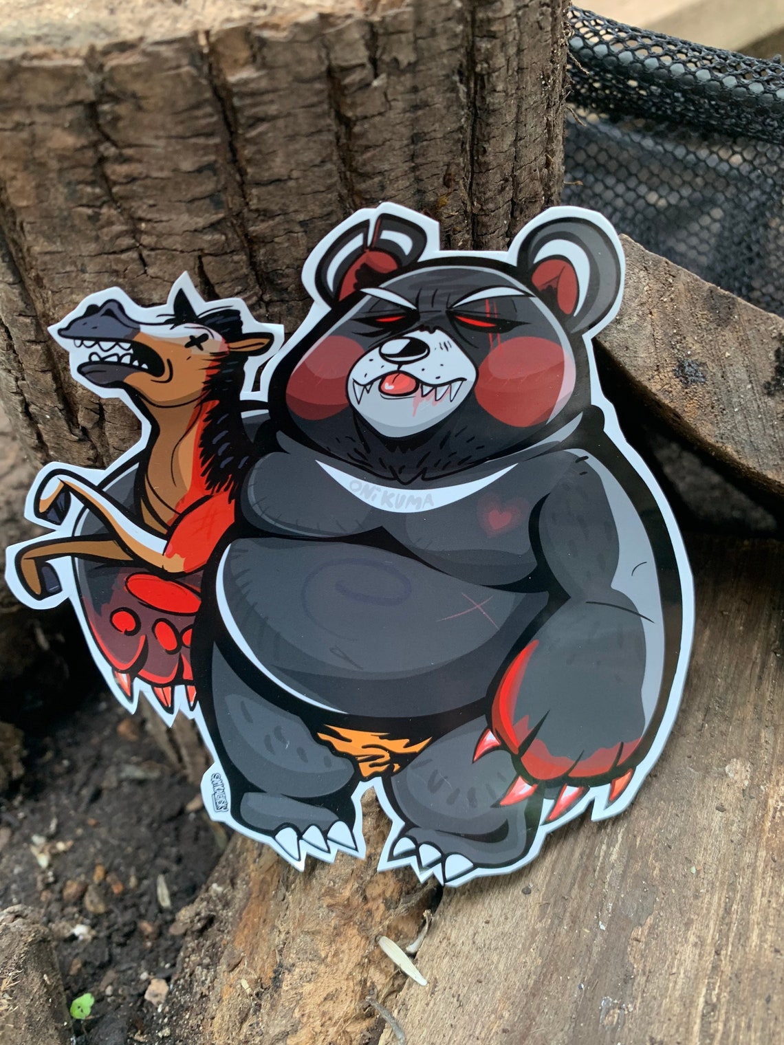 Onikuma Demon Bear Yokai Sticker - Etsy