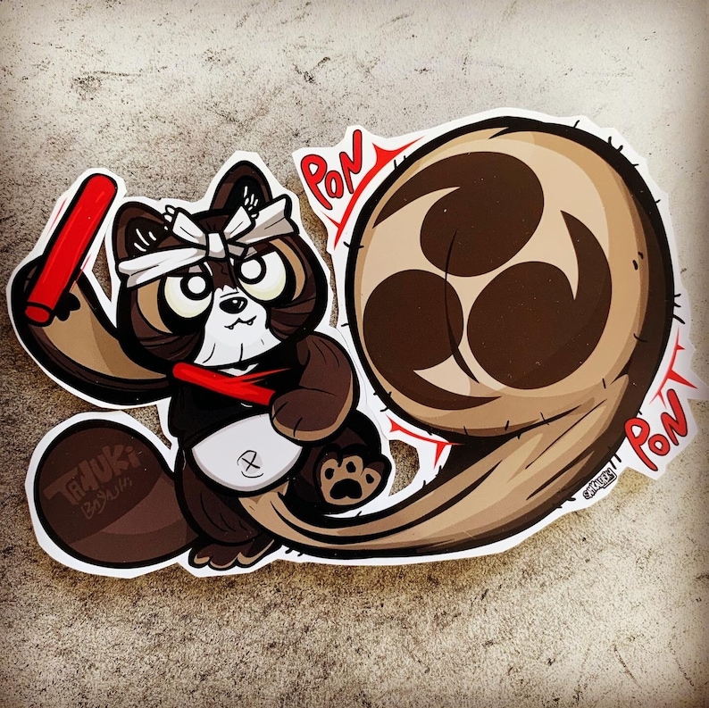 Tanuki-bayashi 狸囃子 Taiko Tanuki Yokai Sticker - Etsy