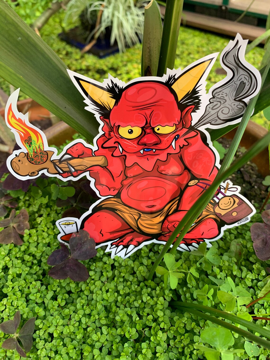 Smoking Oni Demonio pegatina yokai - Etsy España