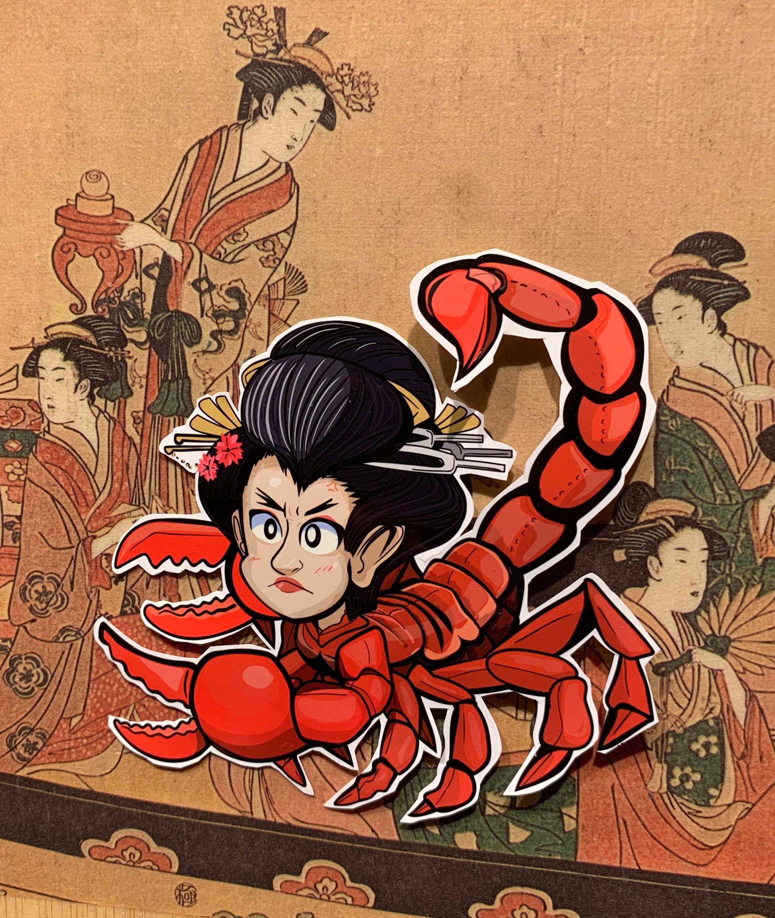 Chikuri - Geisha Scorpion - Yokai Sticker. - Etsy