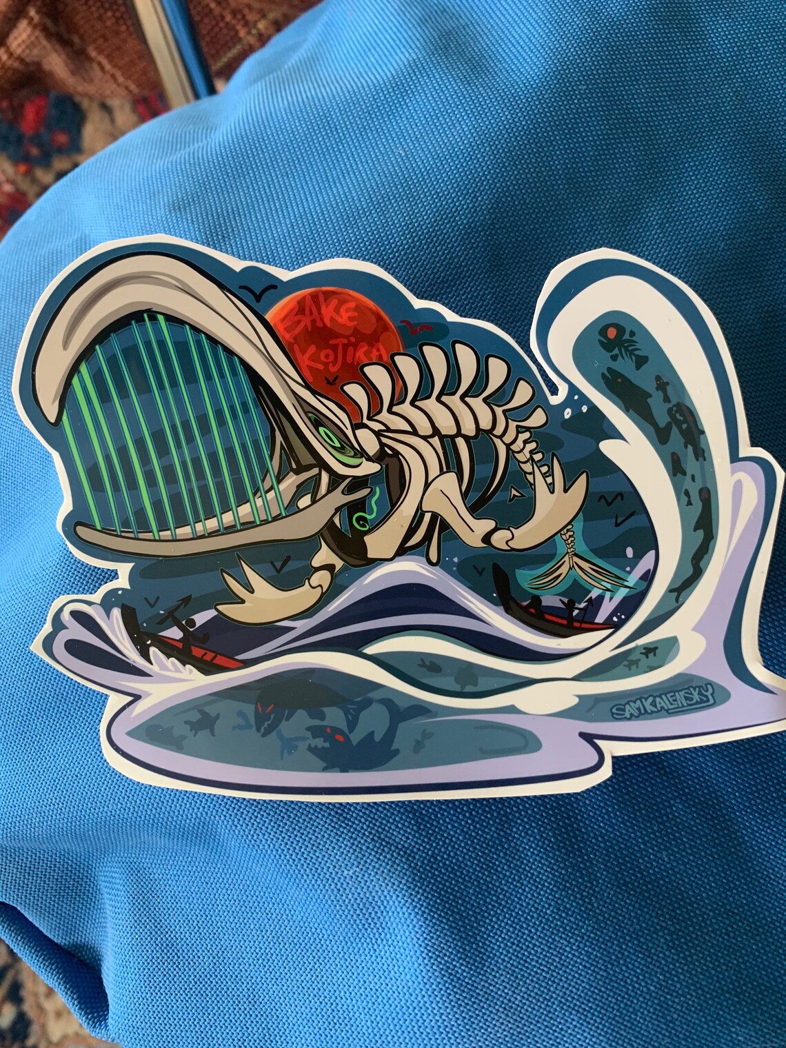 Bake Kujira - Ghost Bone Whale - Yokai Sticker - Etsy