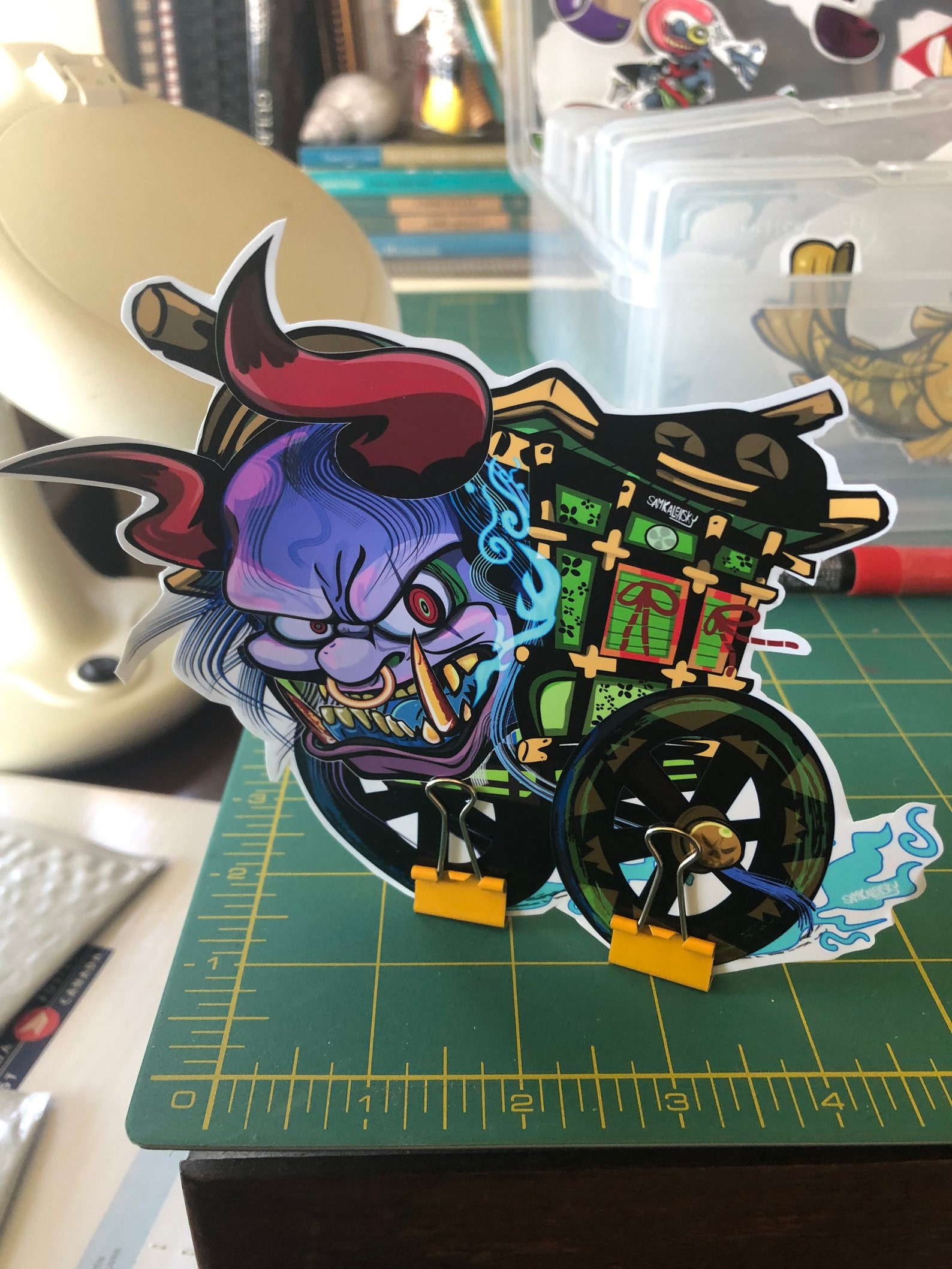 Oboroguruma - Hazy Taxi - Yokai Ox Cart Sticker - Etsy Canada