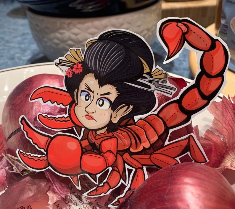Chikuri Geisha Scorpion Yokai Sticker. | Etsy