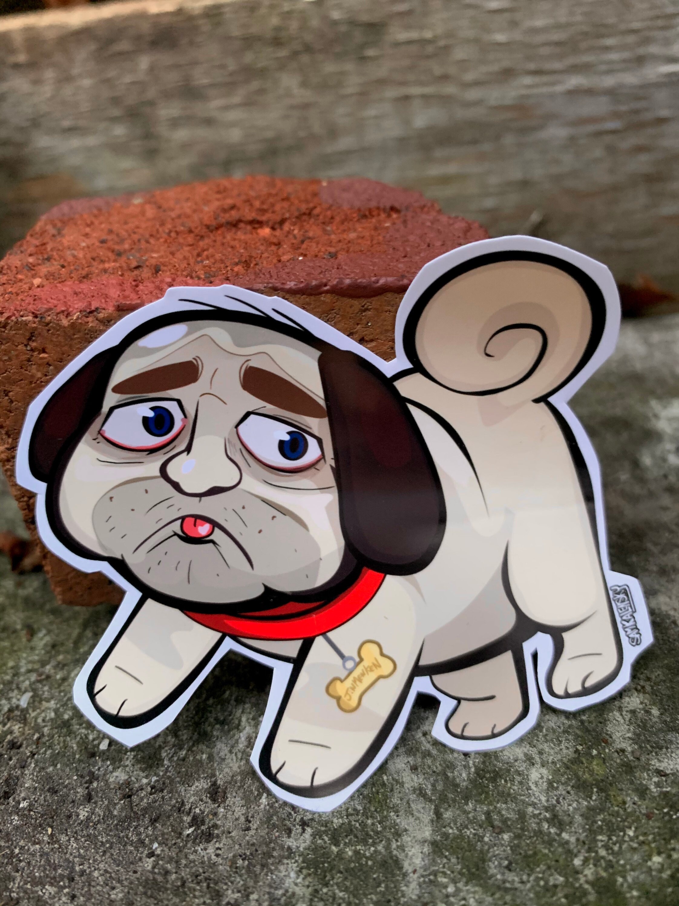 Jinmenken man faced dog youkai sticker | Etsy