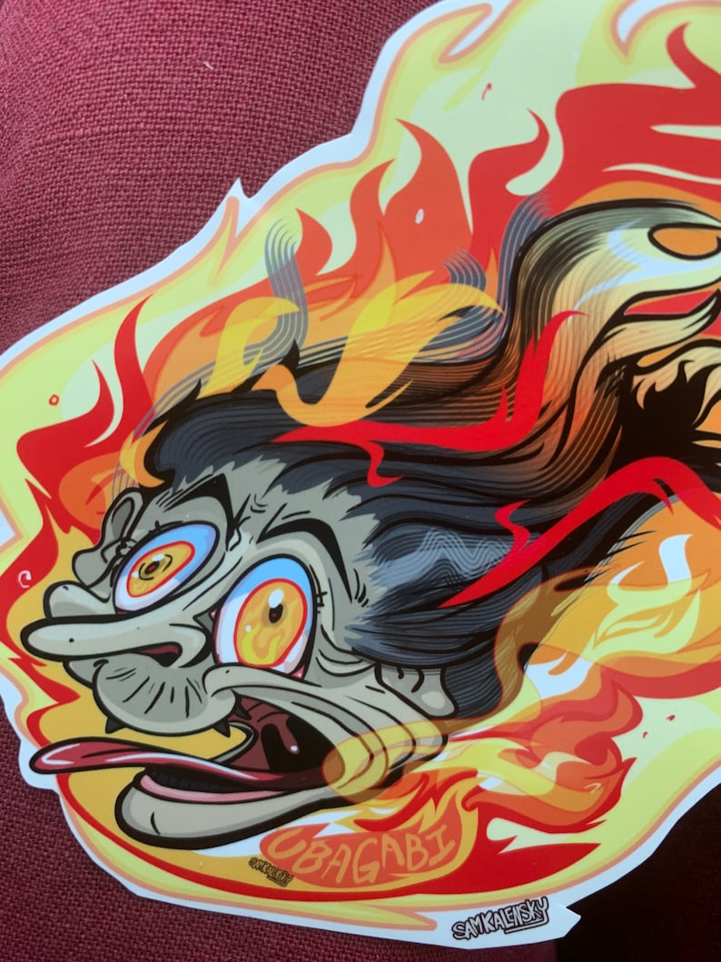 Ubagabi Old Fire Hag Yokai Sticker - Etsy