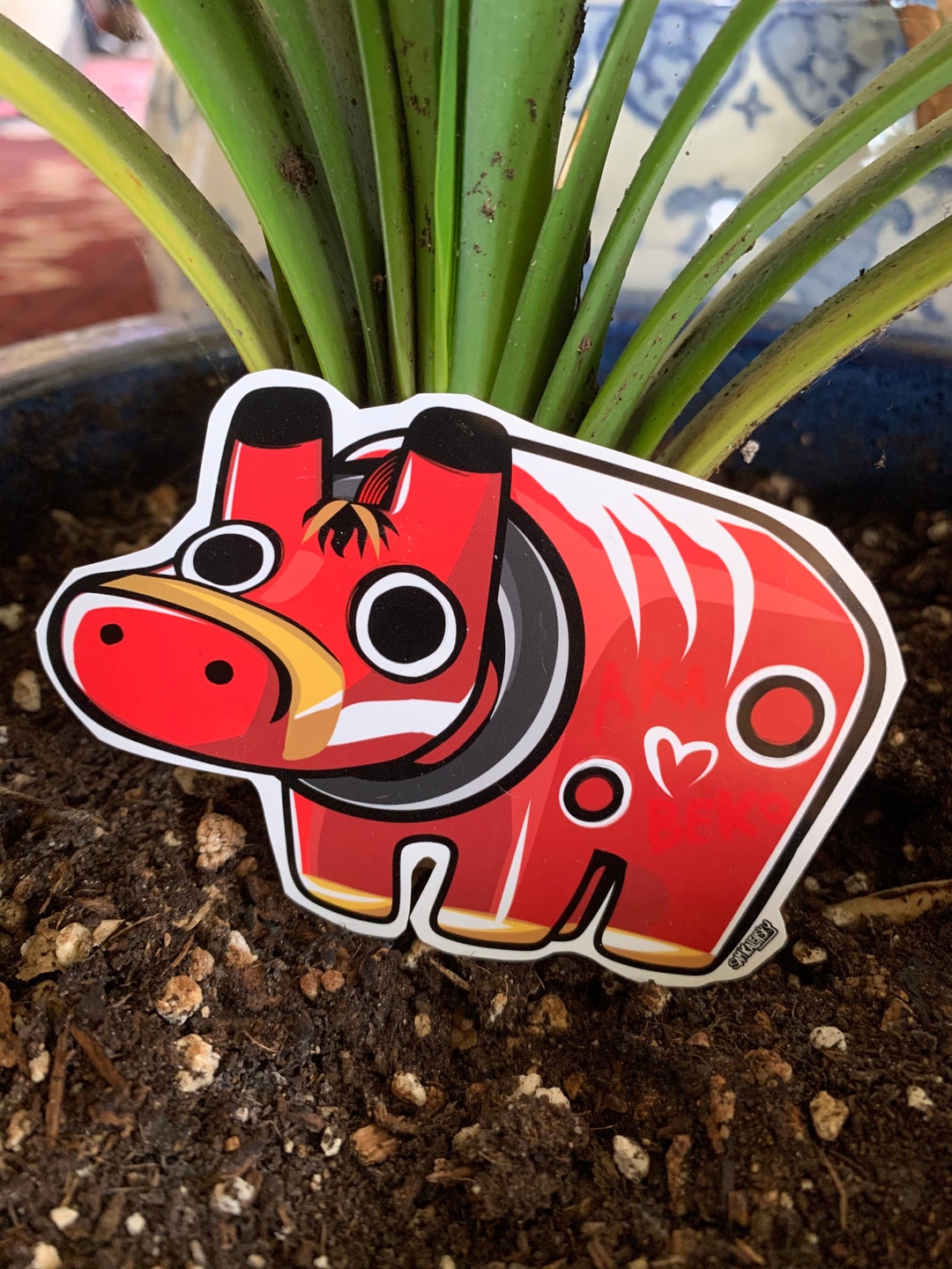 Akabeko – "red Cow/bull" - Hariko Toy Sticker - Etsy