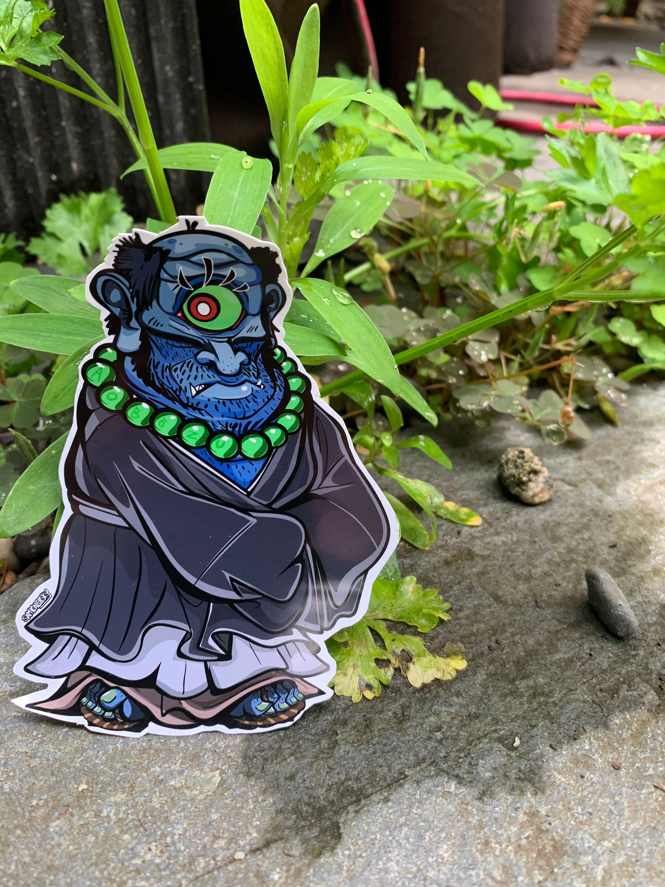 Ao Bozu - Blue Monk - Cyclops Yokai Sticker - Etsy Canada