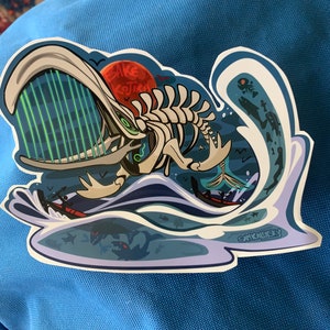Bake Kujira - Ghost Bone Whale - Yokai Sticker - Etsy