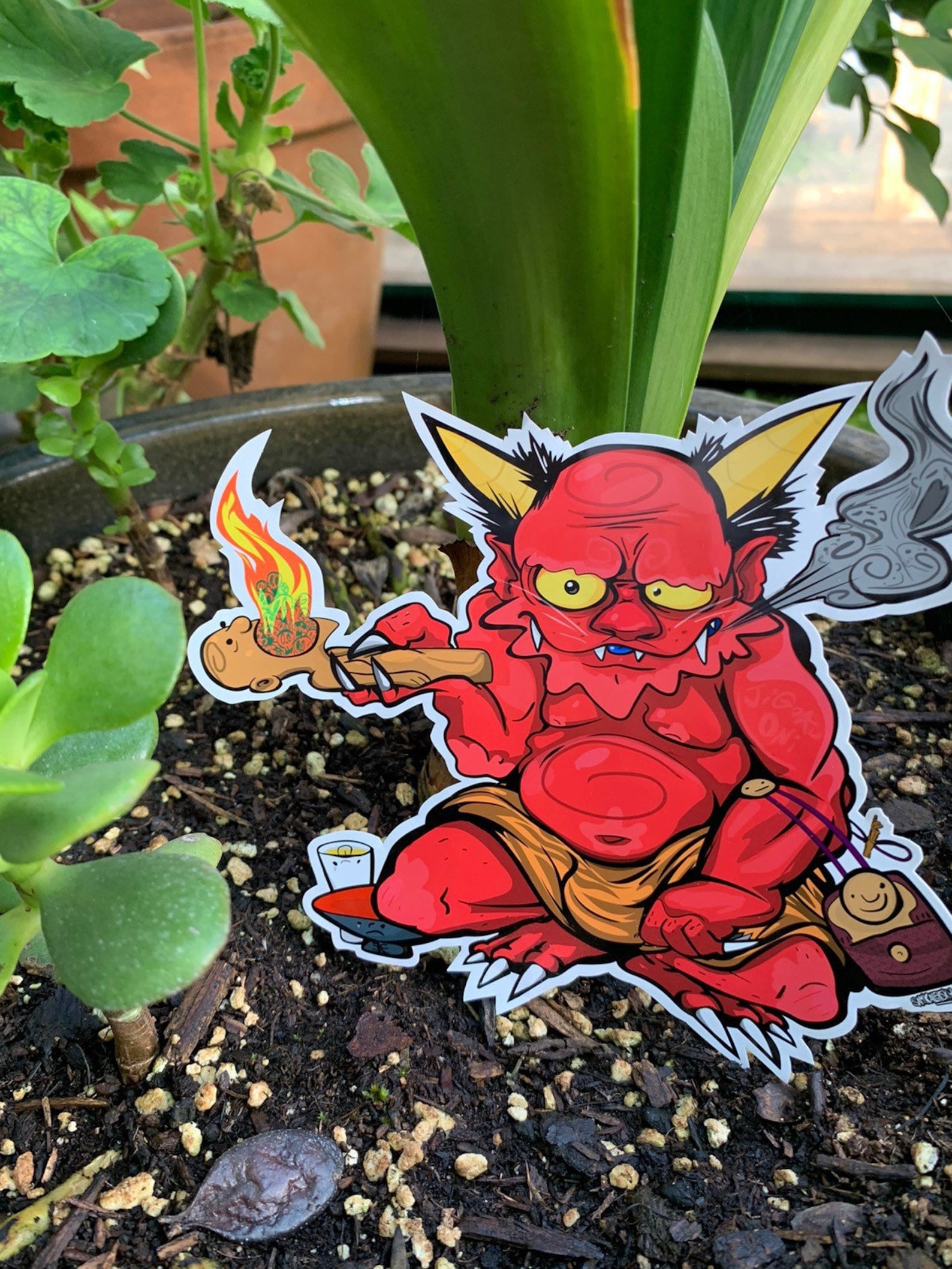 Smoking Oni Demonio pegatina yokai - Etsy España