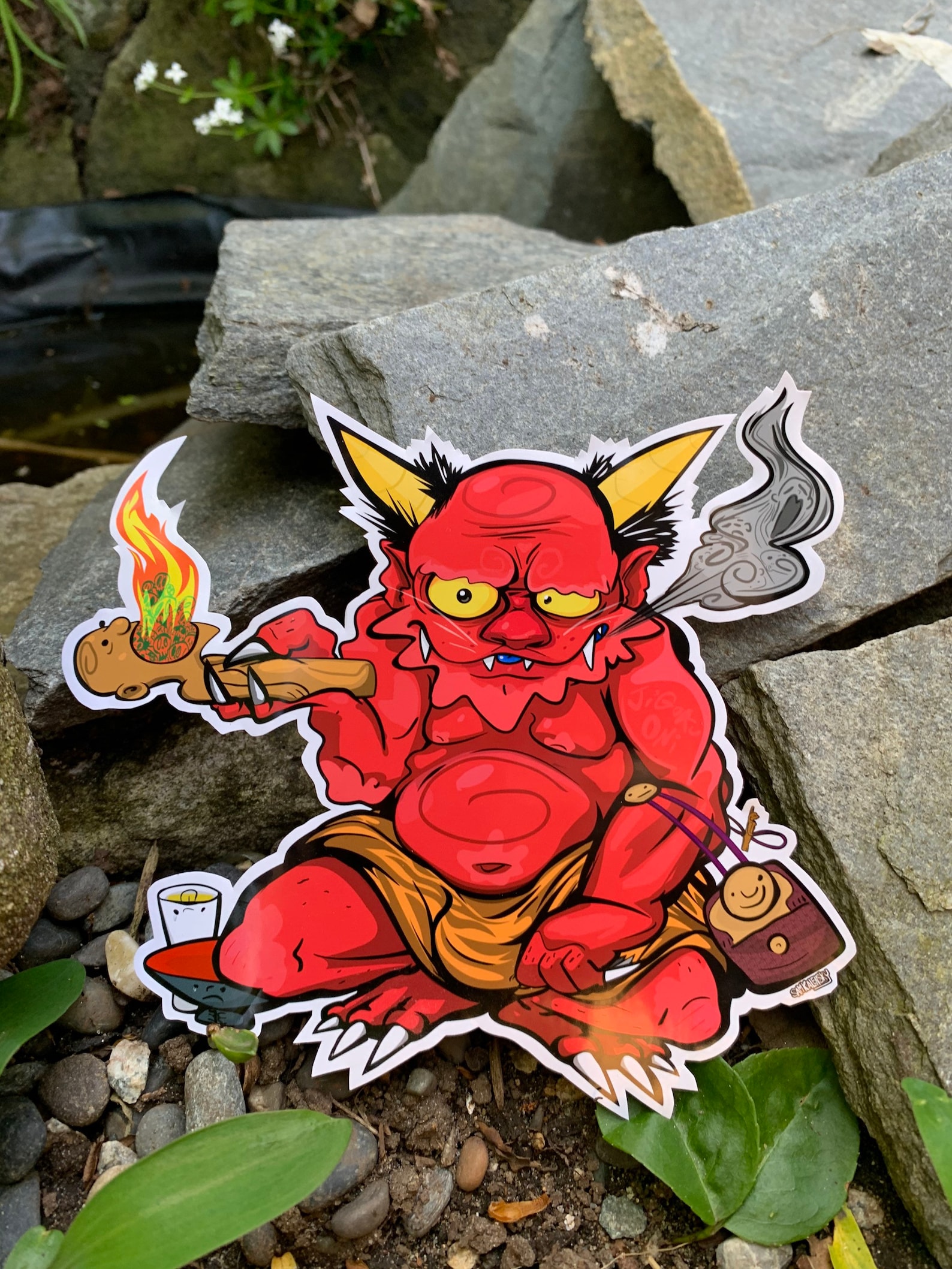 Smoking Oni Demonio pegatina yokai - Etsy España