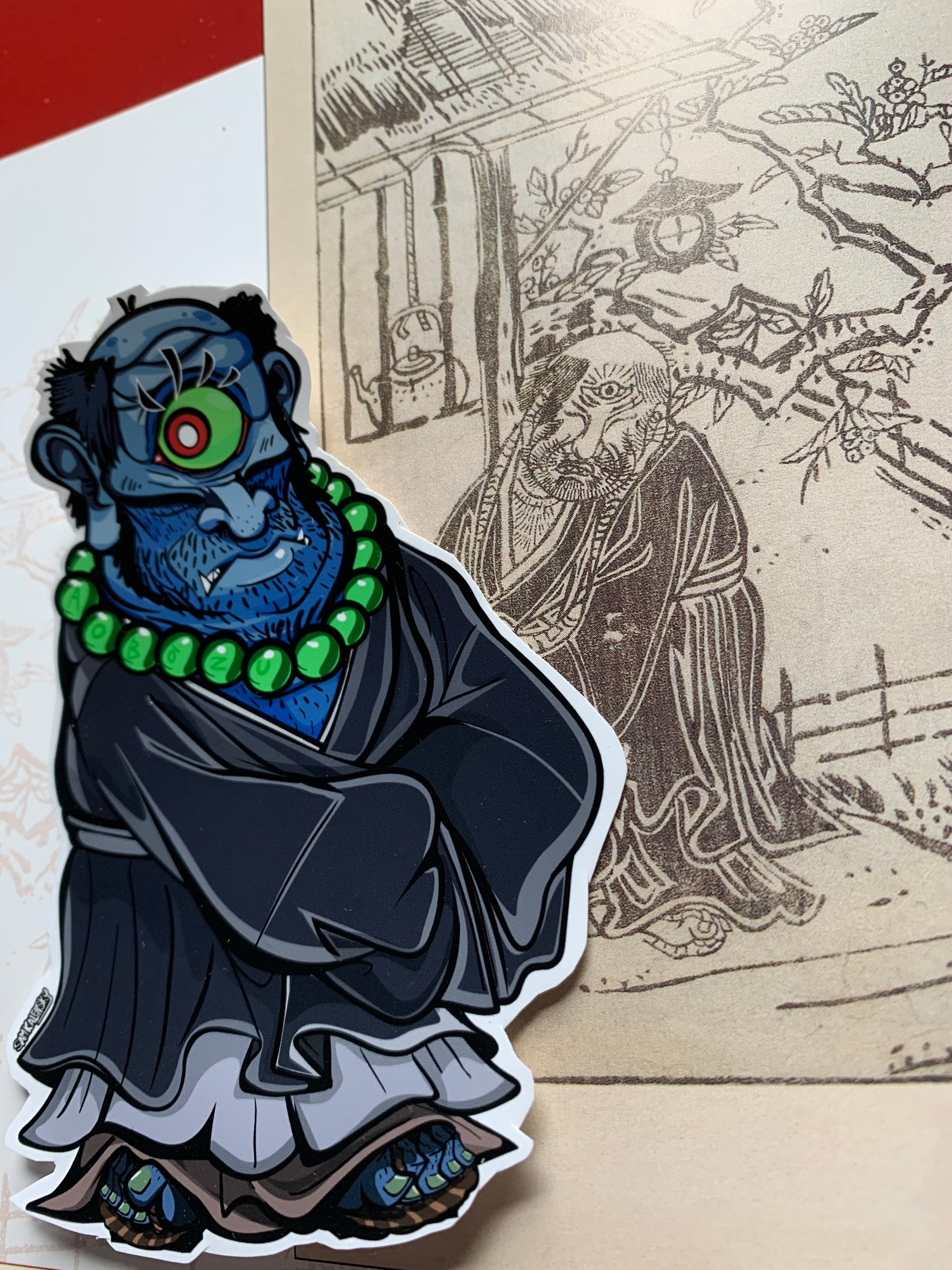 Ao Bozu - Blue Monk - Cyclops Yokai Sticker - Etsy Canada