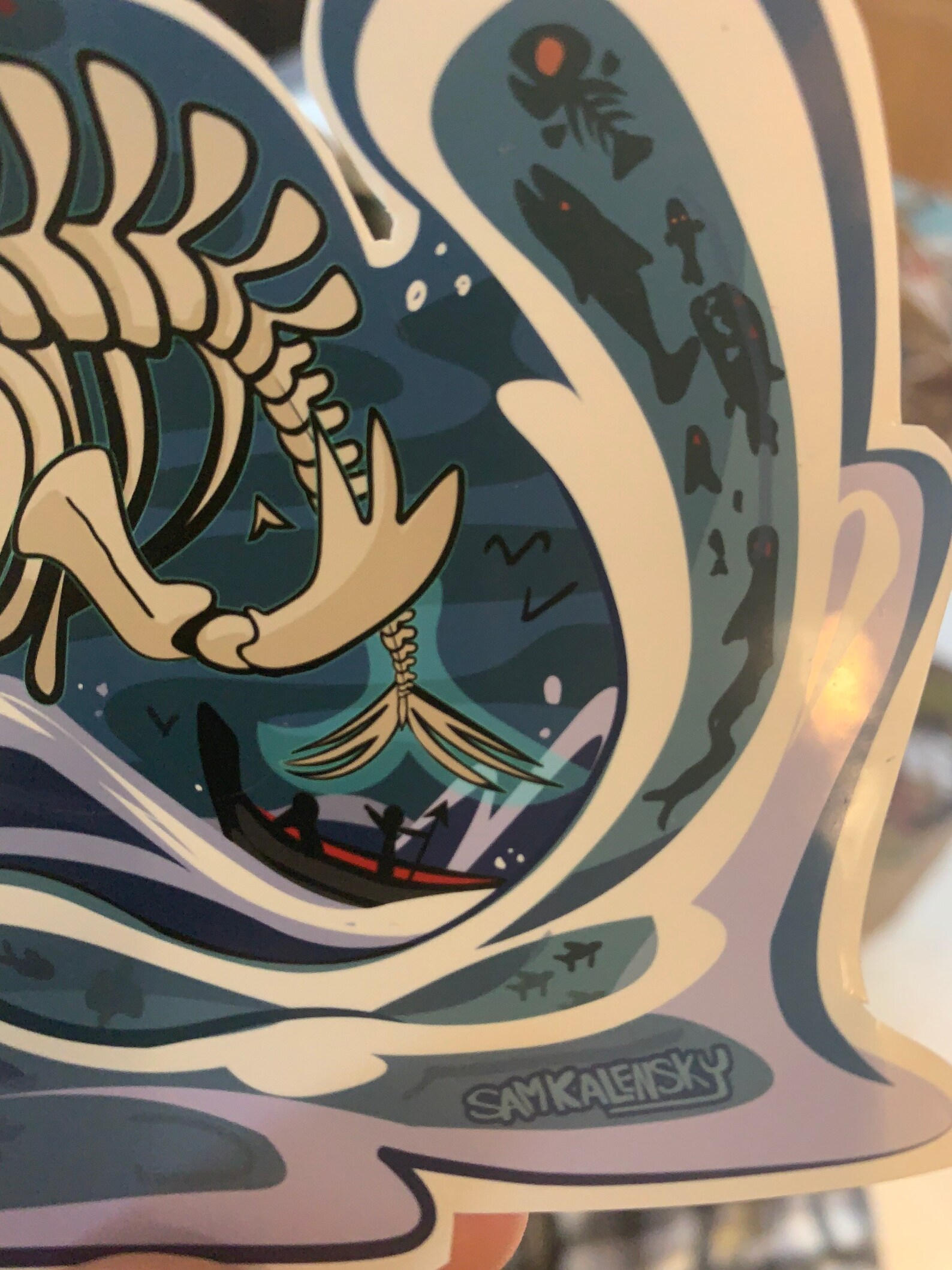 Bake Kujira - Ghost Bone Whale - Yokai Sticker - Etsy