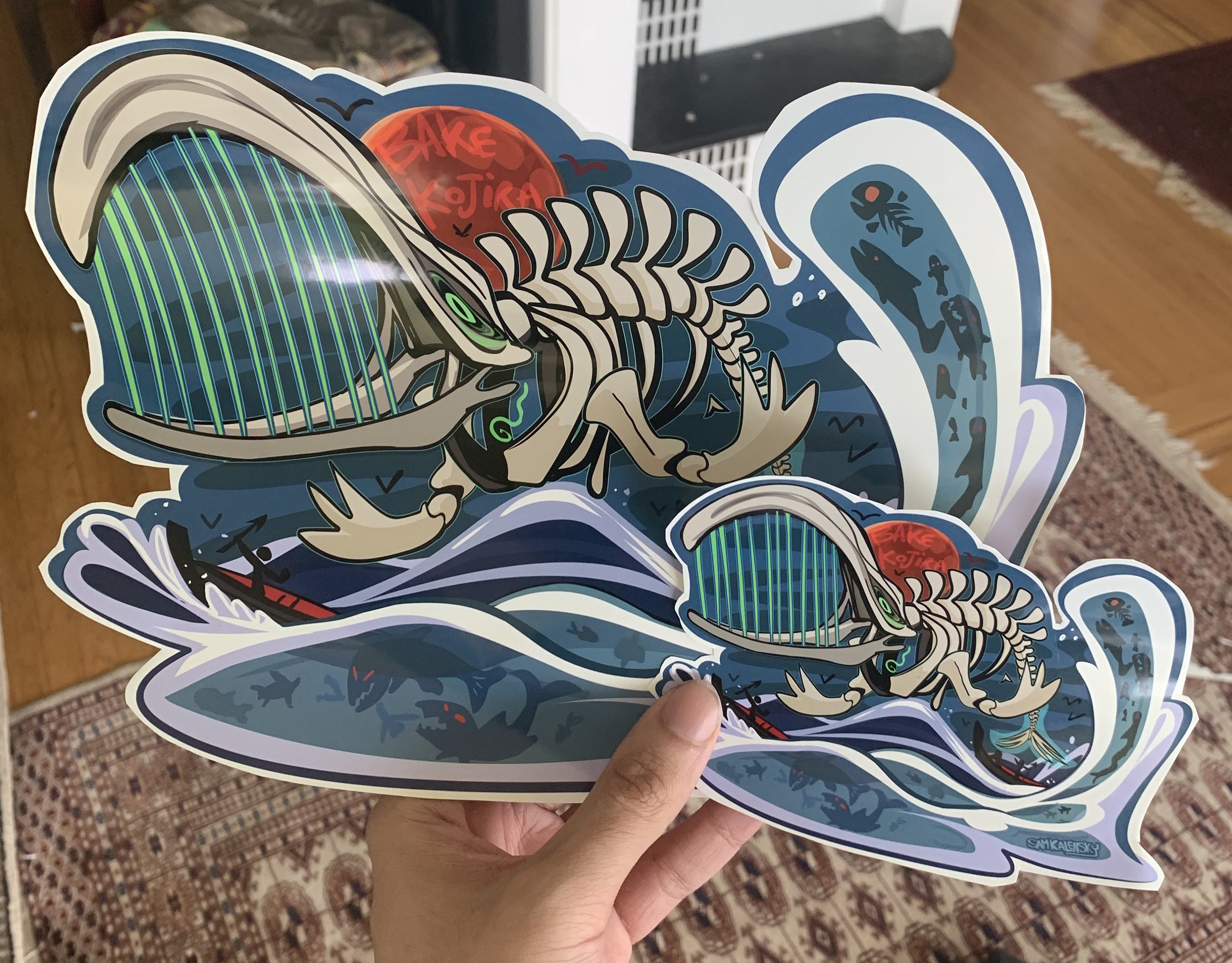 Bake Kujira - Ghost Bone Whale - Yokai Sticker - Etsy