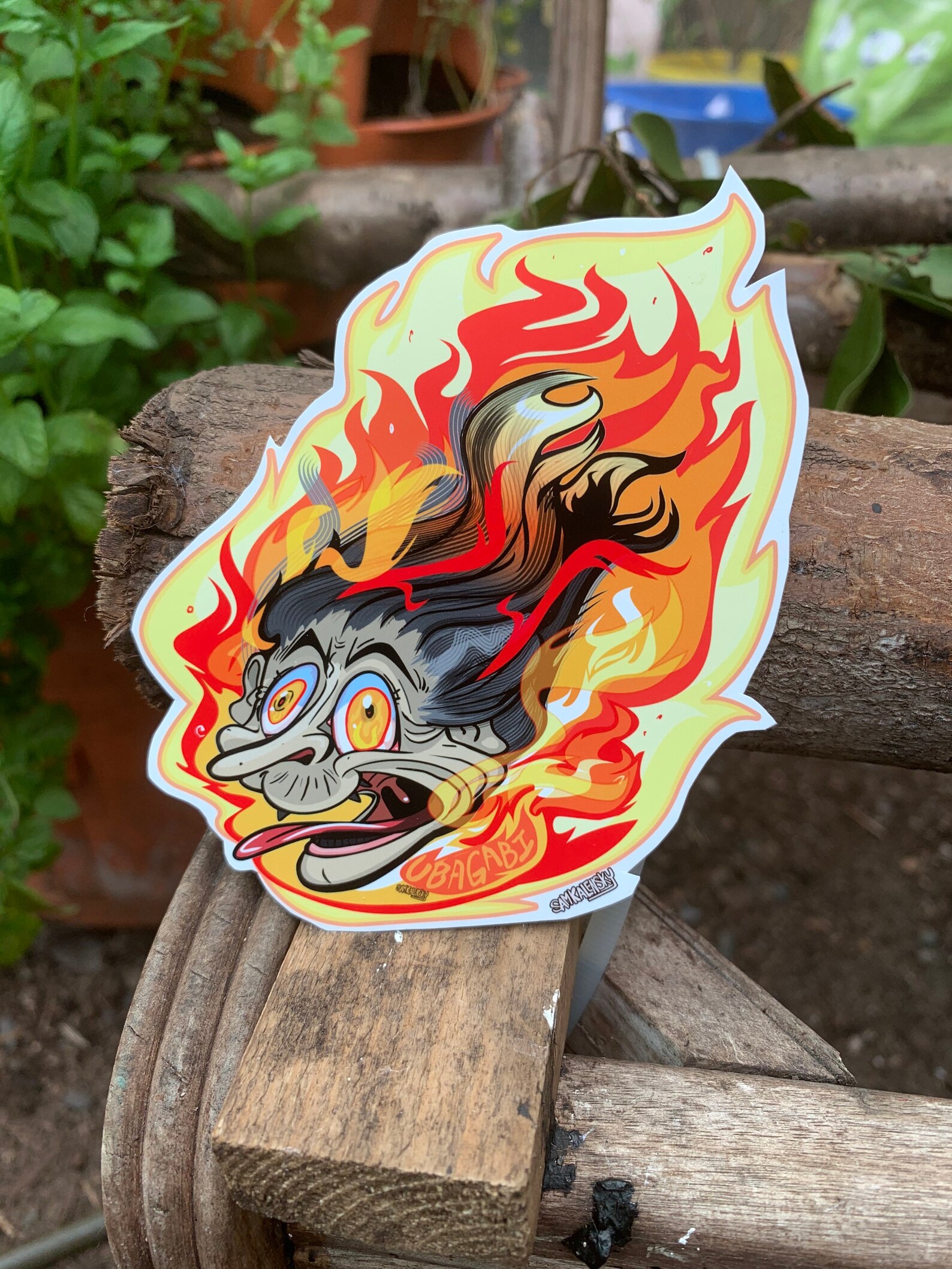 Ubagabi Old Fire Hag Yokai Sticker - Etsy
