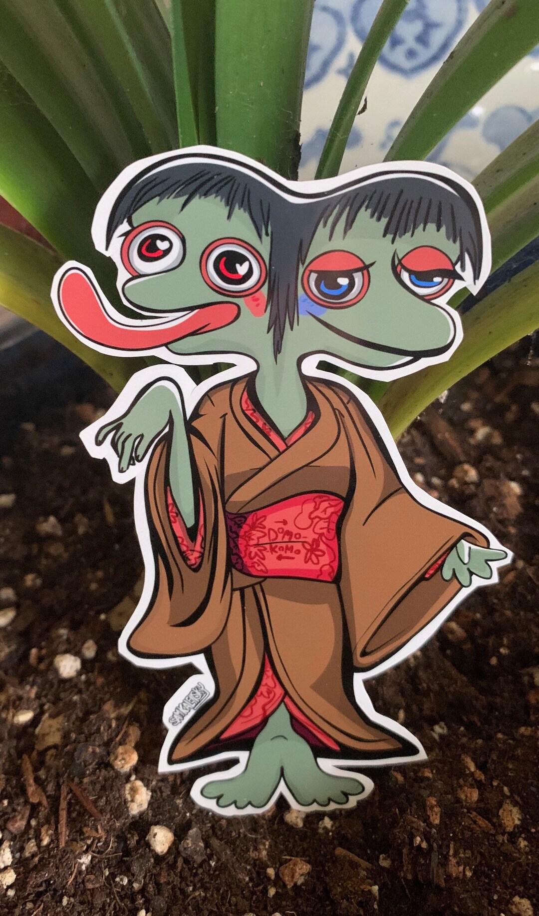 Domokomo Two Face Yokai Sticker. - Etsy