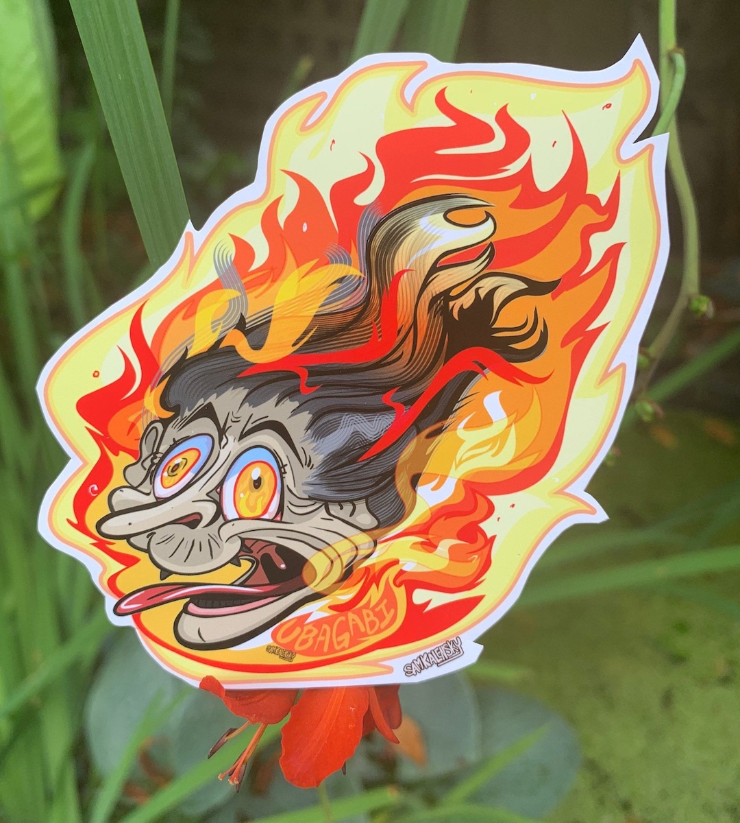 Ubagabi - Old Fire Hag - Yokai Sticker - Etsy Canada