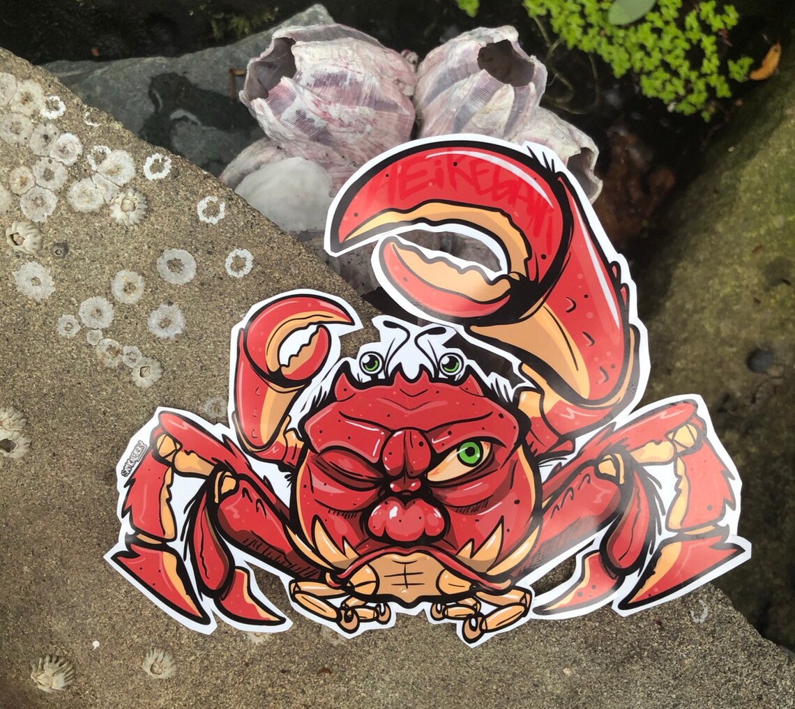 Heikegani samurai ghost crab stickers | Etsy