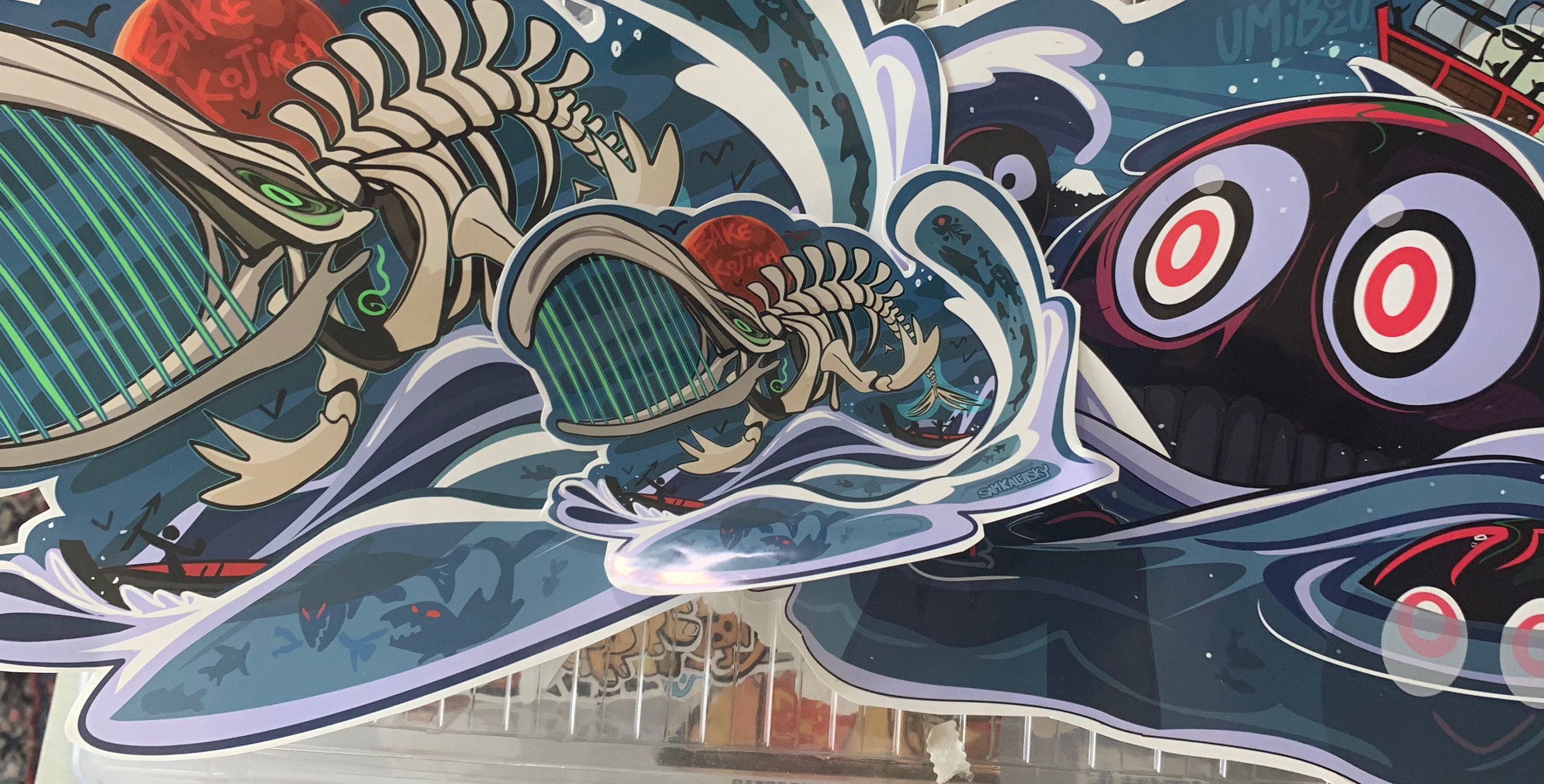 Bake Kujira - Ghost Bone Whale - Yokai Sticker - Etsy