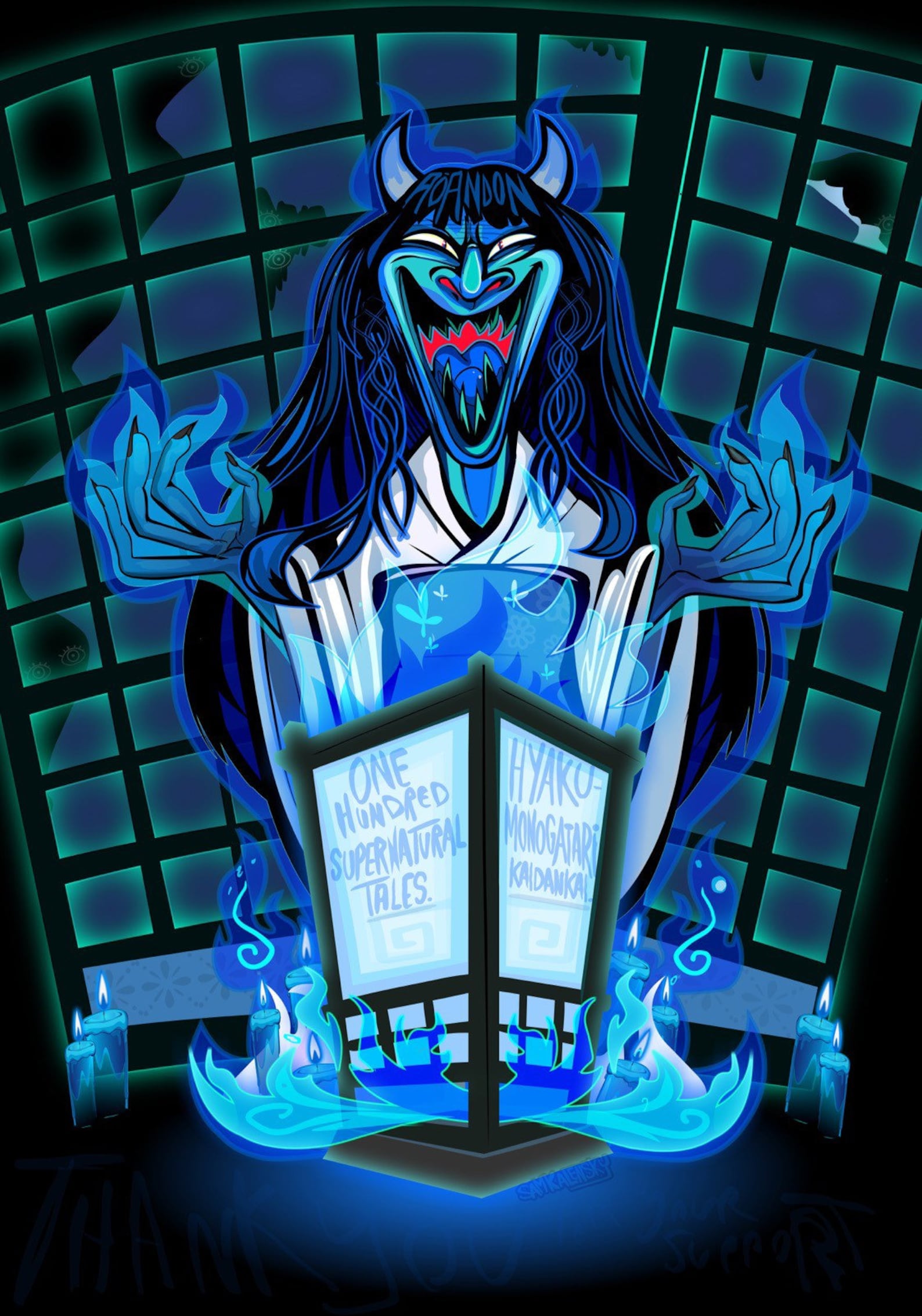 Aoandon the 100th Ghost of Hyakumonogatari Yokai Sticker - Etsy