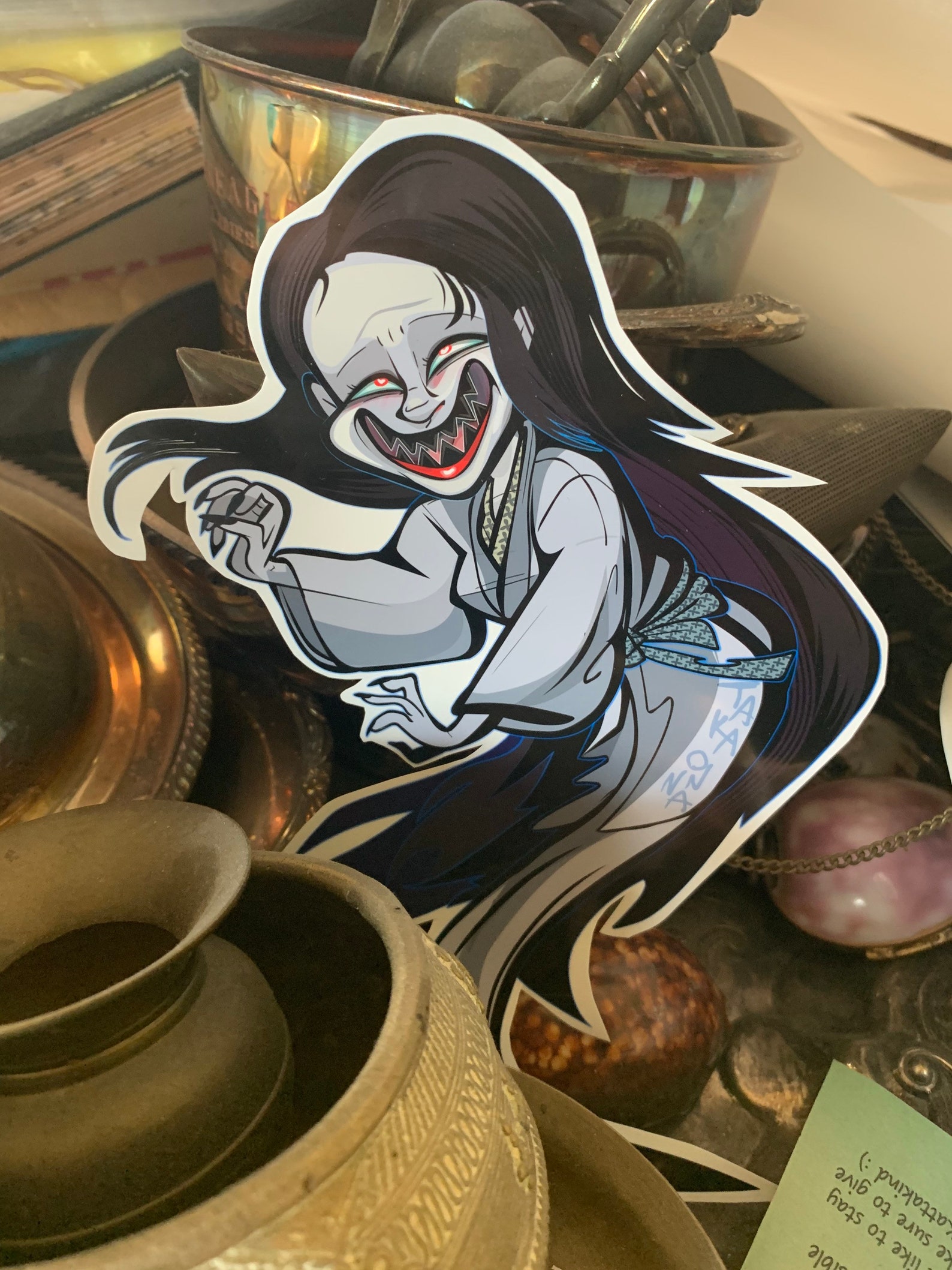 Takaonna - Tall Woman - Peeking Ghost Yokai Sticker. - Etsy