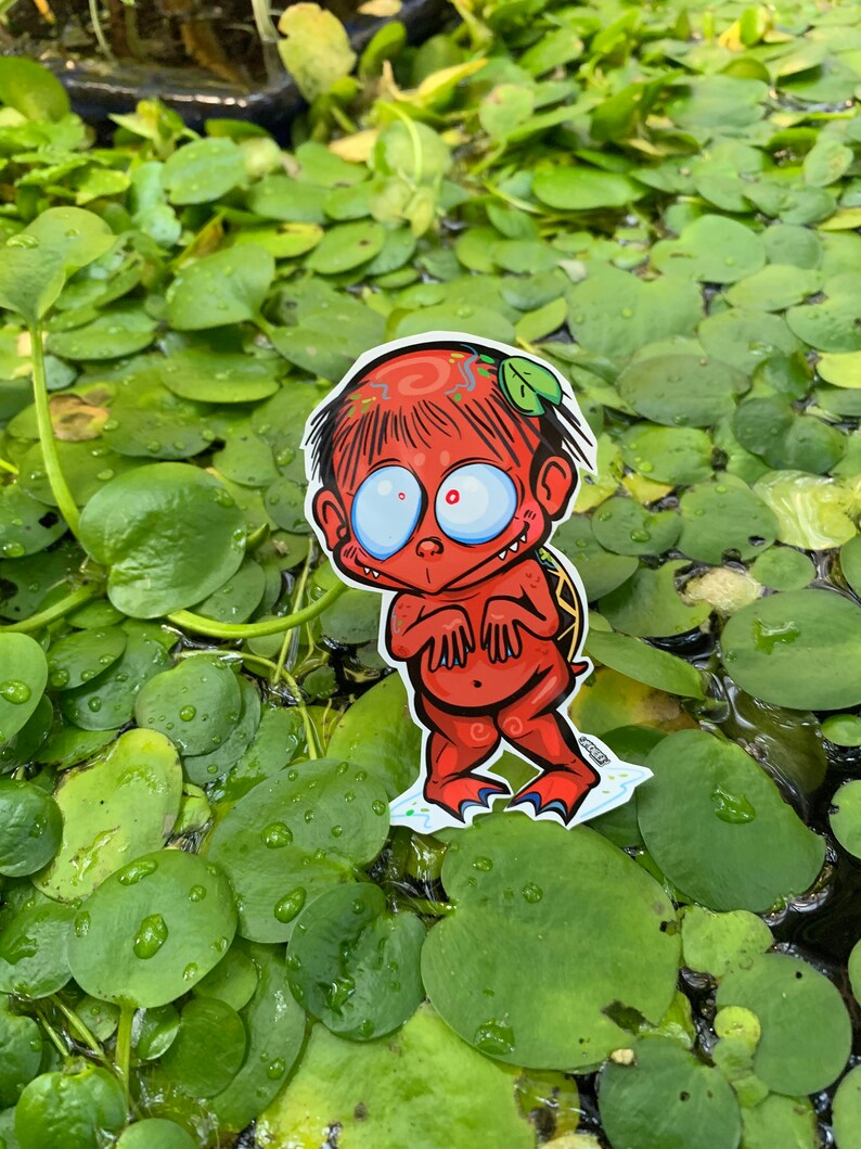 Kawa-Akago Red River Baby pegatina yokai | Etsy