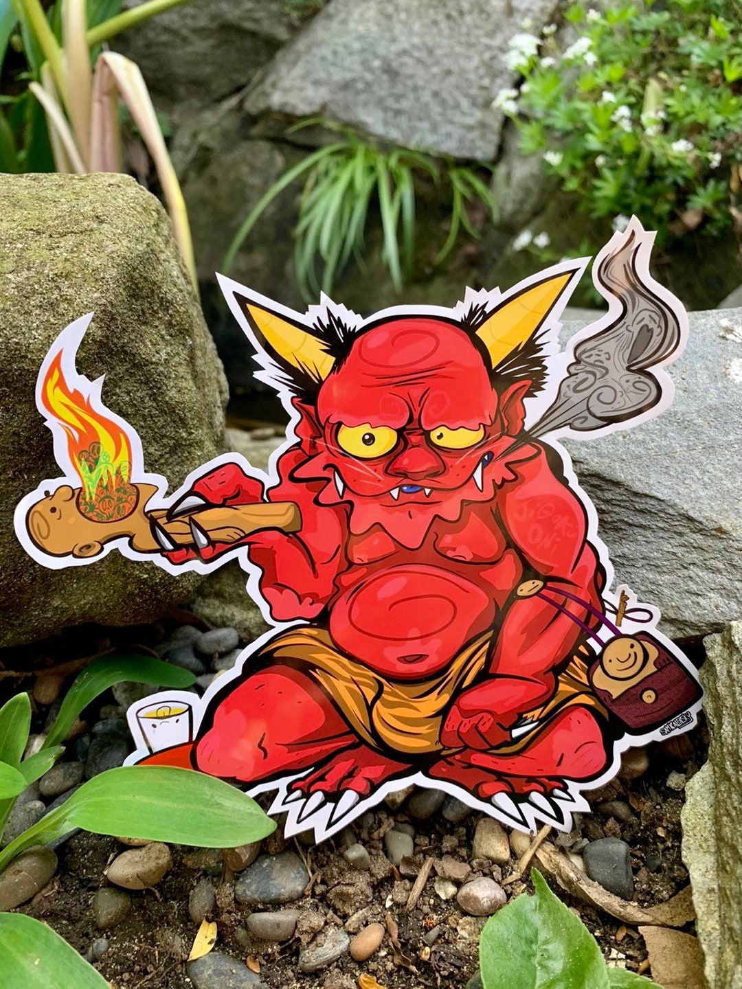 Smoking Oni Demon Yokai Sticker - Etsy