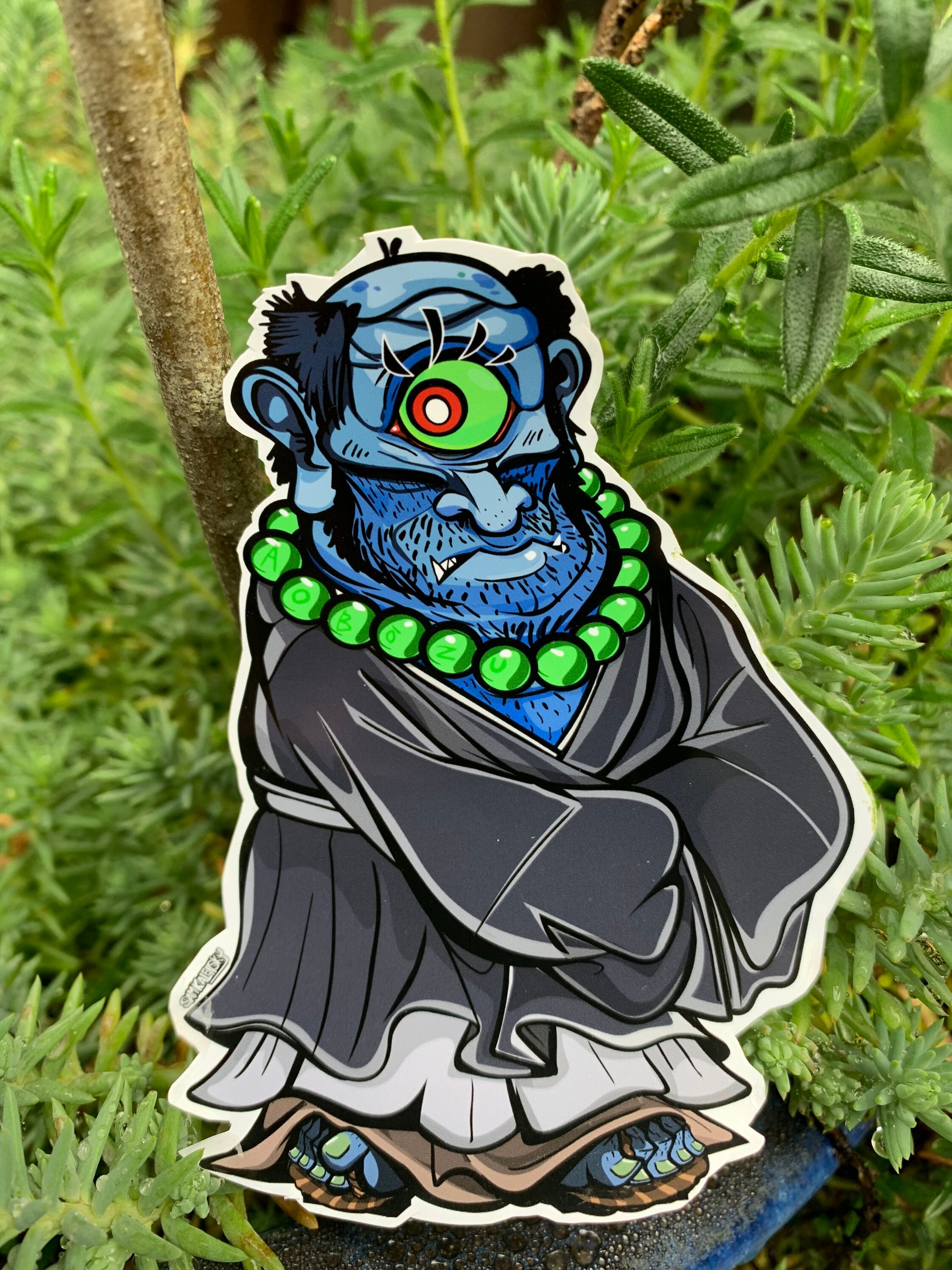 Ao Bozu - Blue Monk - Cyclops Yokai Sticker - Etsy Canada