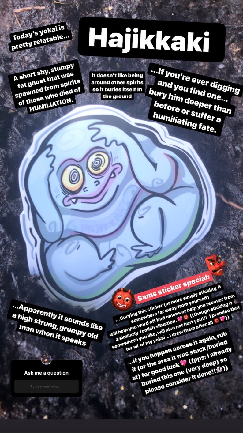 Hajikkaki - Shy Ghost - Yokai Sticker - Etsy