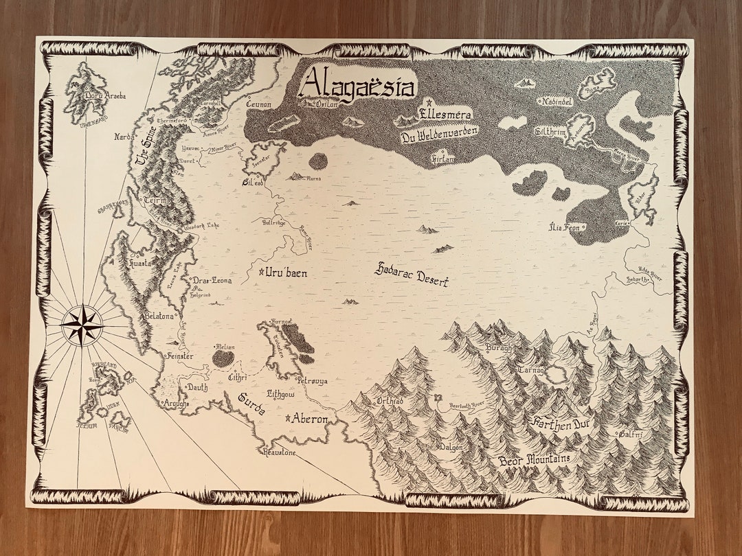 Hand-drawn Map of Alagaësia | Eragon - Etsy