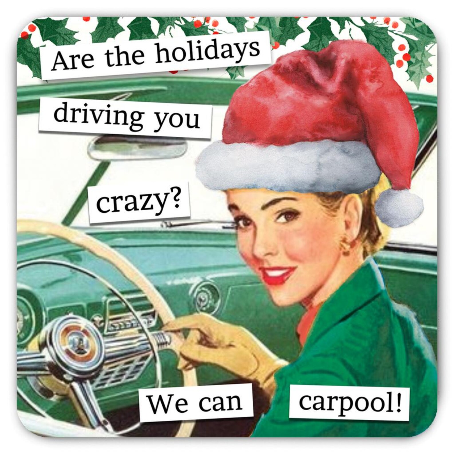Funny Christmas Magnet, Retro Vintage, Holidays Driving You Crazy, 3x3 ...