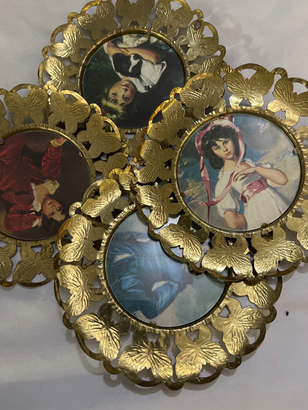 4 Old Masters in Gold Tin Plates Vintage - Etsy