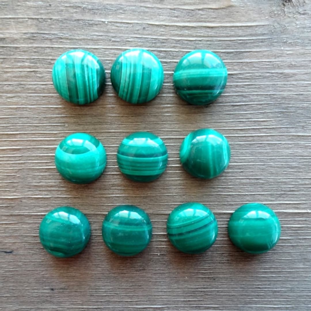 Green Malachite Round Cabochon 12x5mm, Green Malachite Gemstone ...