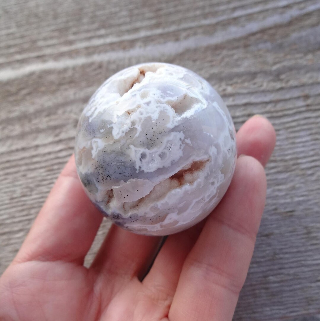Indonesian White Lace Agate Sphere 50mm Gemstone Geode - Etsy