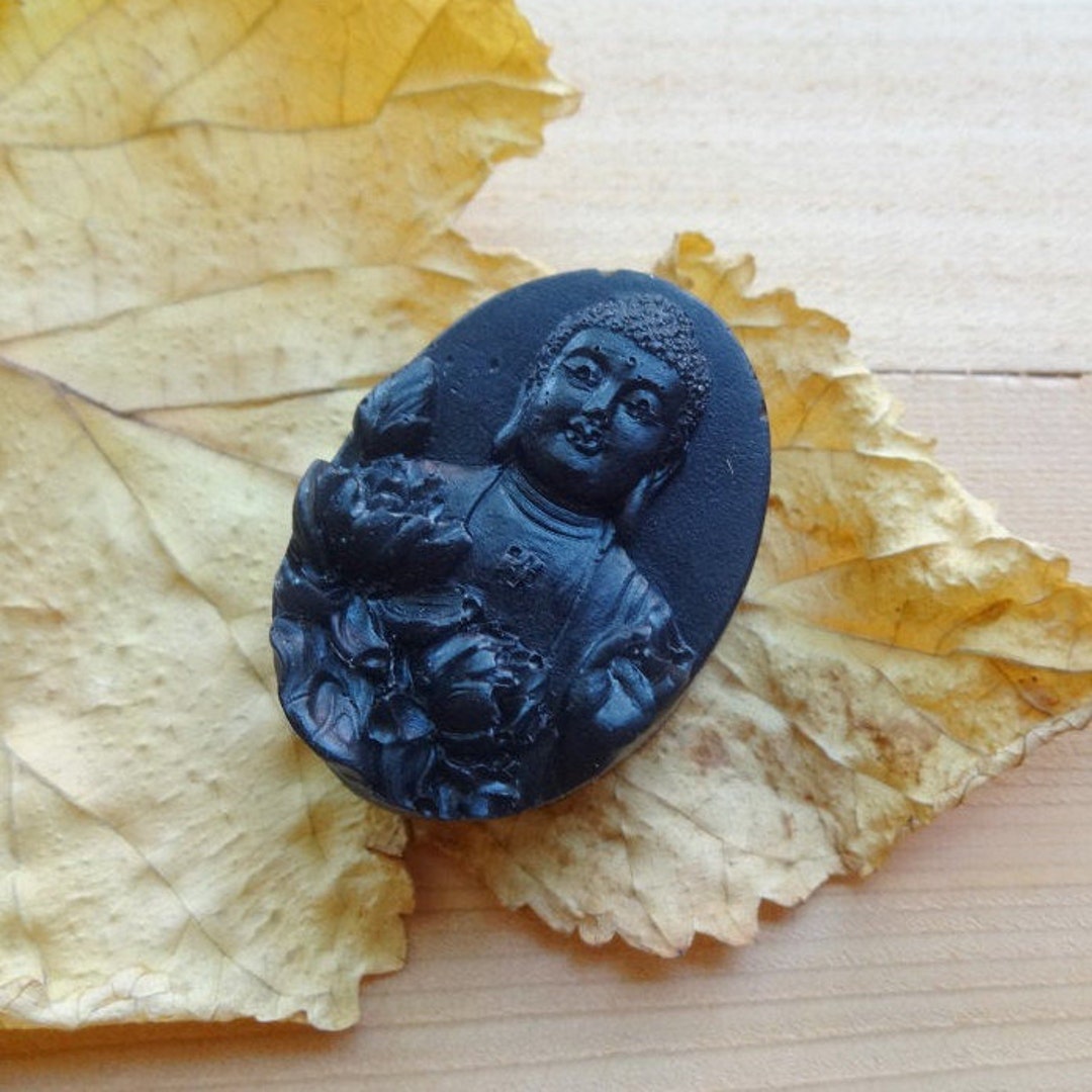 Set of 3 Black Small Shungite Soap Bars Natural Flavors, Buddha Oval ...