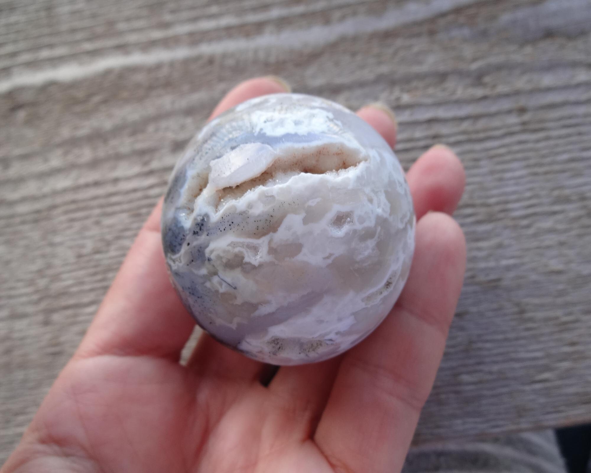Indonesian White Lace Agate Sphere 50mm Gemstone Geode - Etsy