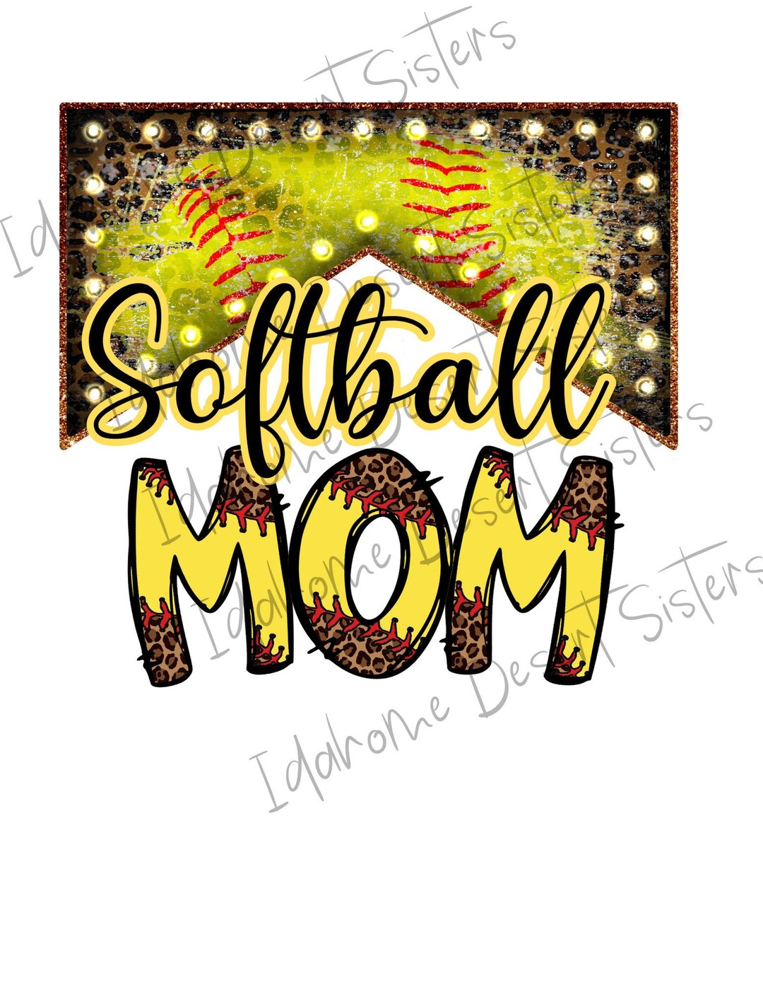 Softball Mom Marquee Softball Mom PNG Softball Mom With Cheetah Print ...