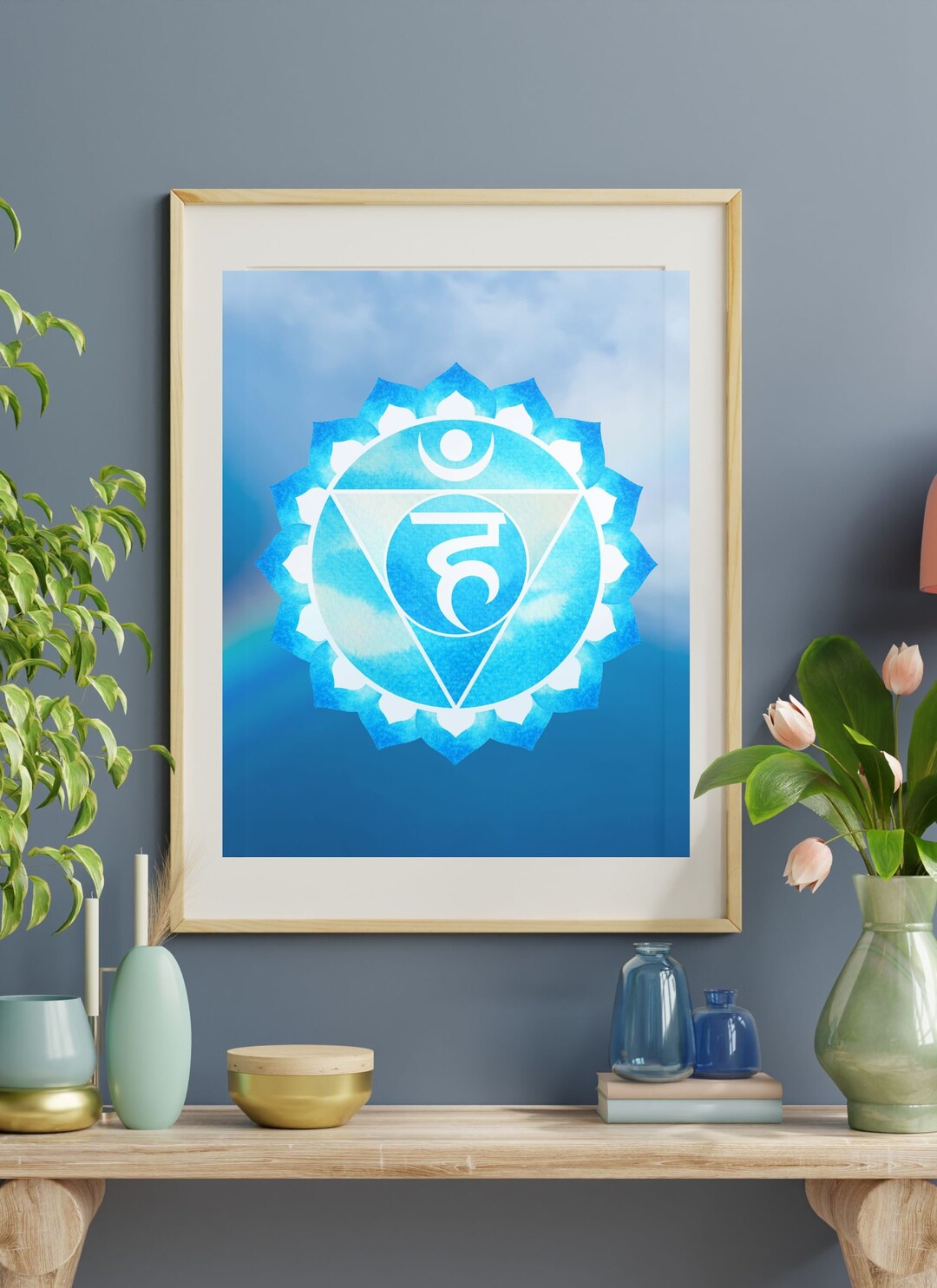5th Throat Chakra Vishuddah Printable, Meditation Prayer Art, Yoga ...