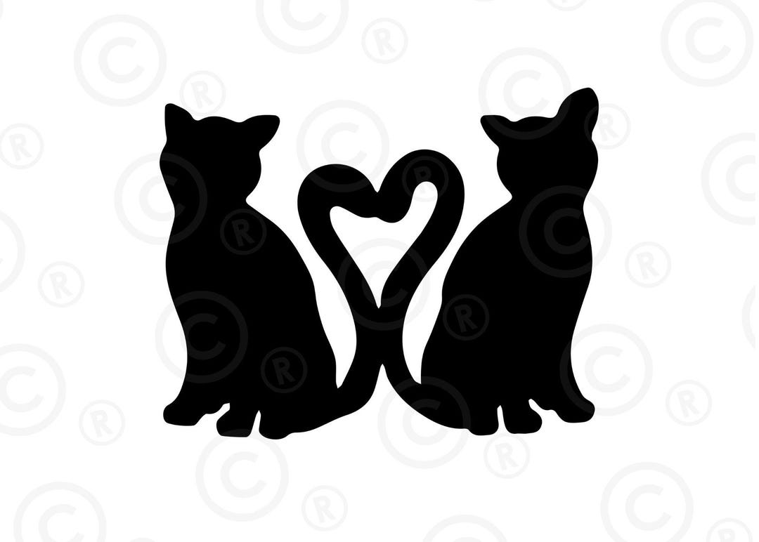 Cat Tail Heart Outline Svg, Heart Svg,sketch, Kitten Love Svg ...