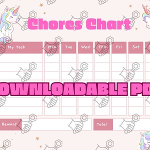 Digital Download Chores Chart Unicorn PDF Print Pages at Home School ...
