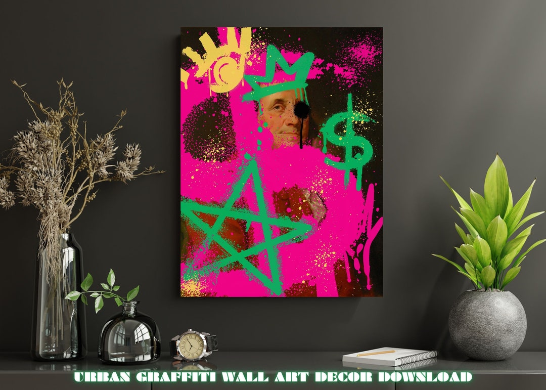 Urban Graffiti Benjamin Franklin Money Wall Art Poster Printable ...