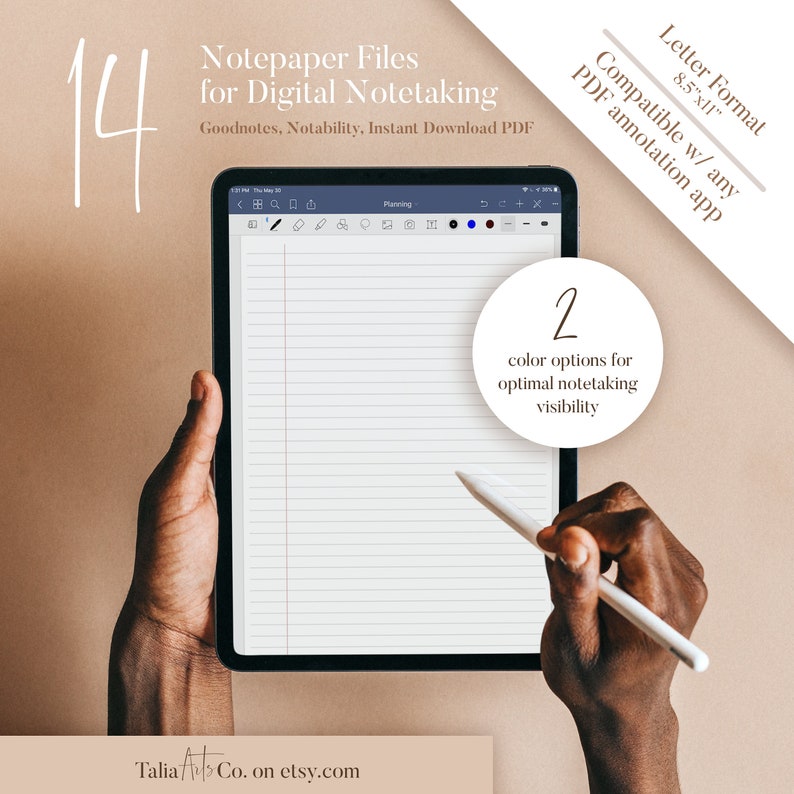 Notetaking Digital Paper Template | Ipad, Tablet, Goodnotes, Notability ...