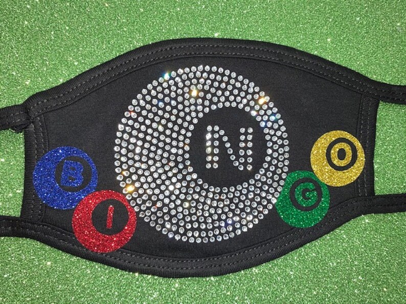 BINGO Face Mask With Glitter and Rhinestones - Etsy UK