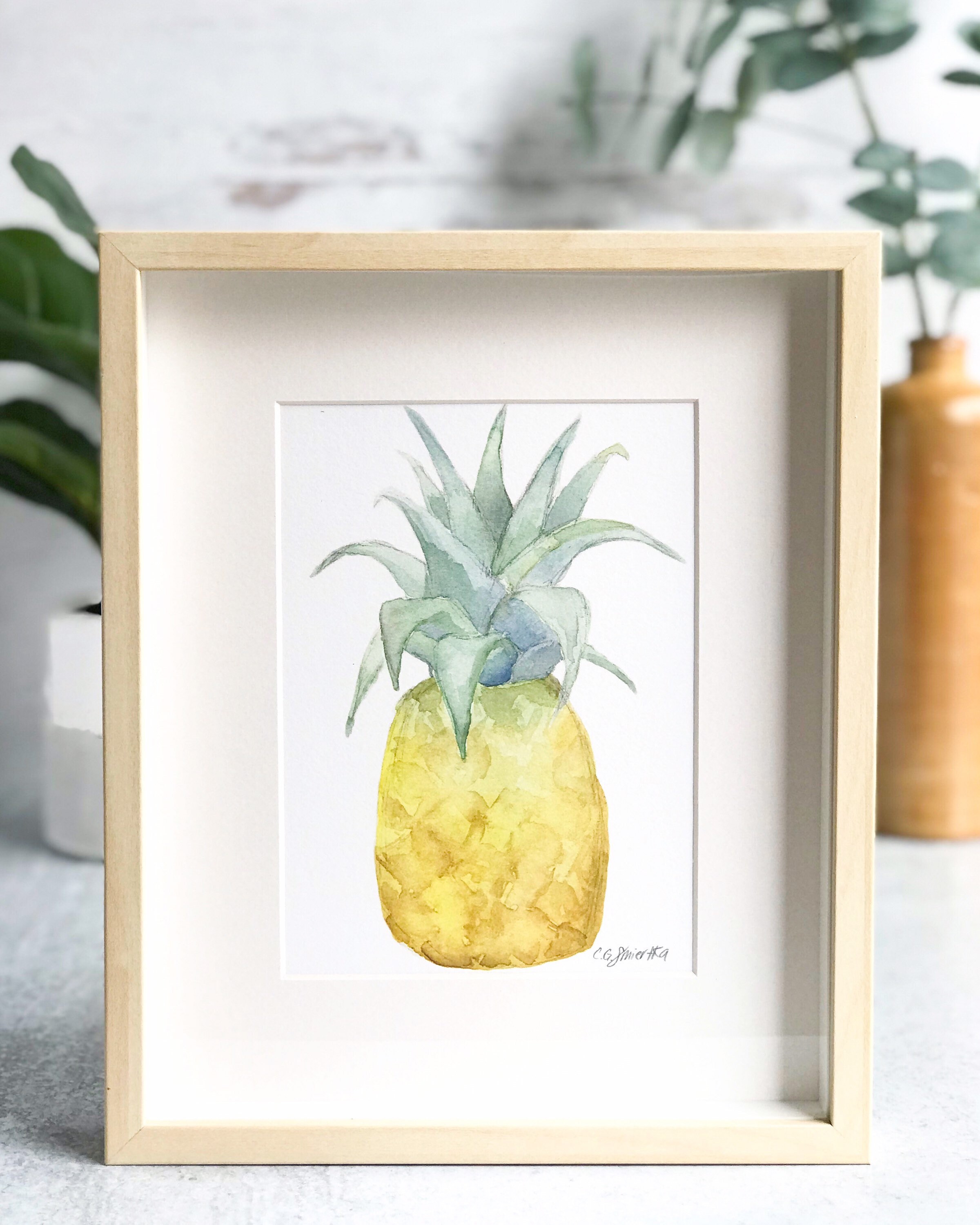 Pineapple Watercolor Painting Print, Tropical Beach Art - Etsy