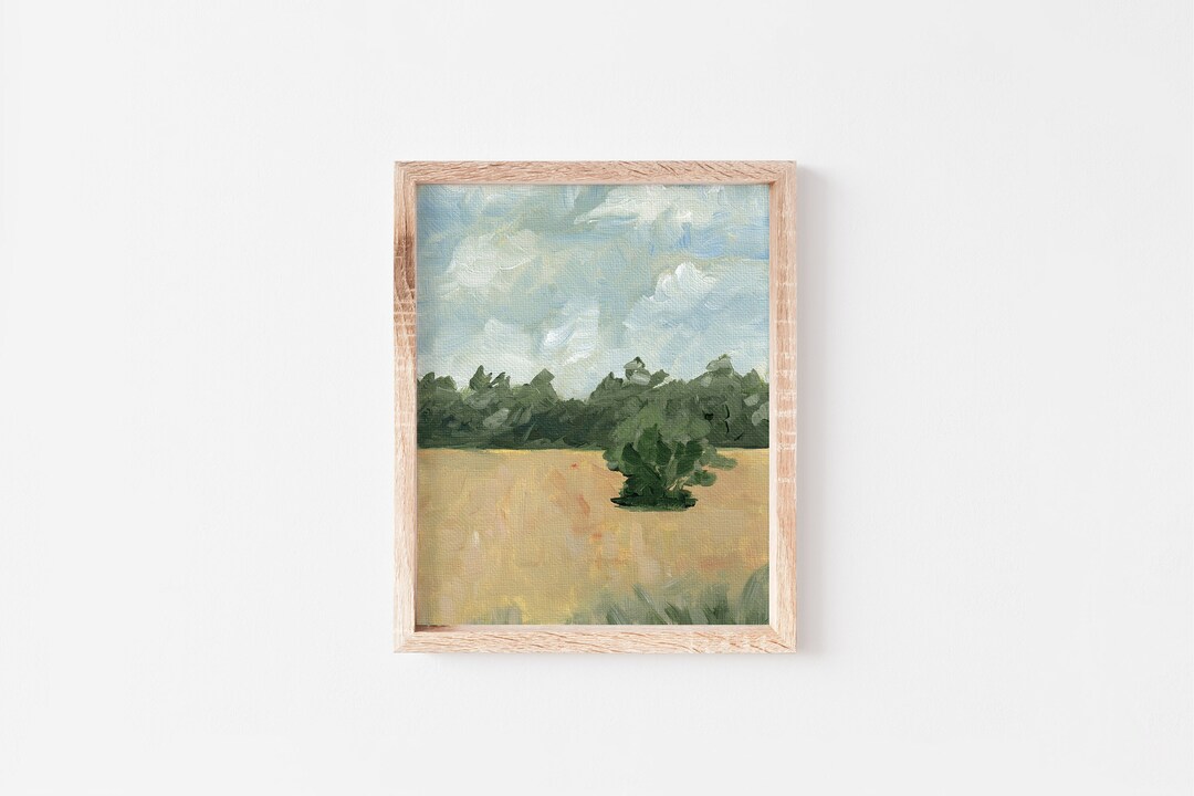 Yellow Field Fine Art Print, Acrylic Landscape Impressionist Painting ...