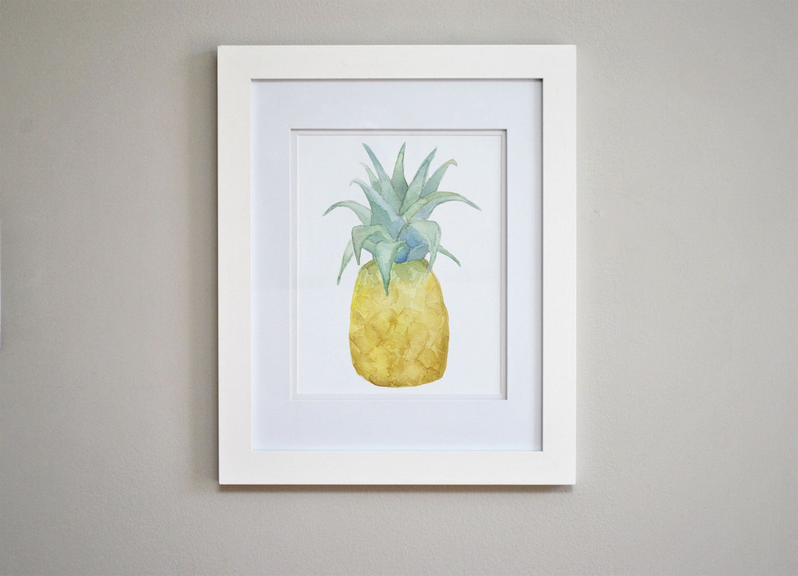 Pineapple Watercolor Painting Print, Tropical Beach Art - Etsy