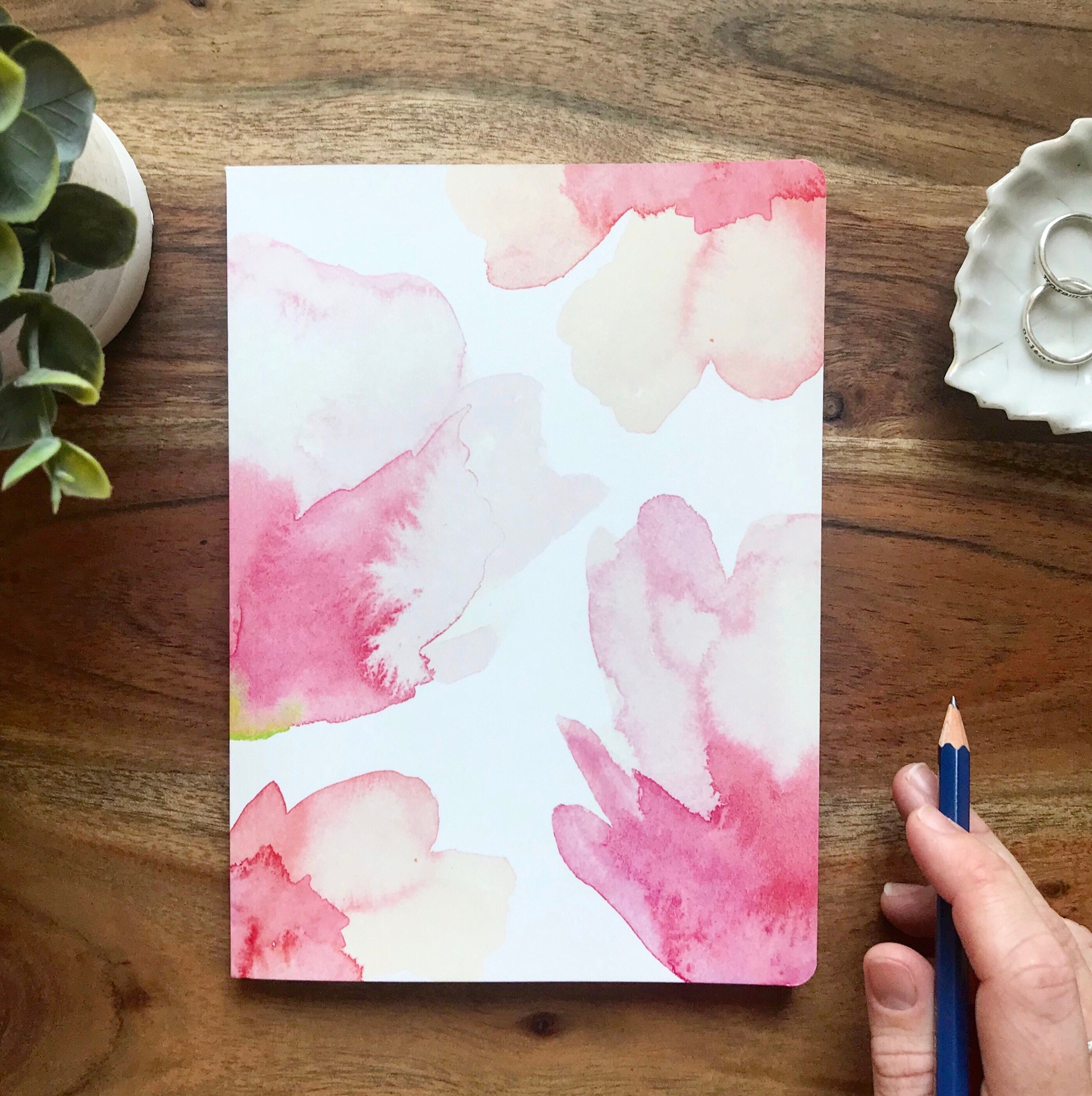 Soft Covered Journal Pink Watercolor Floral Notebook | Etsy