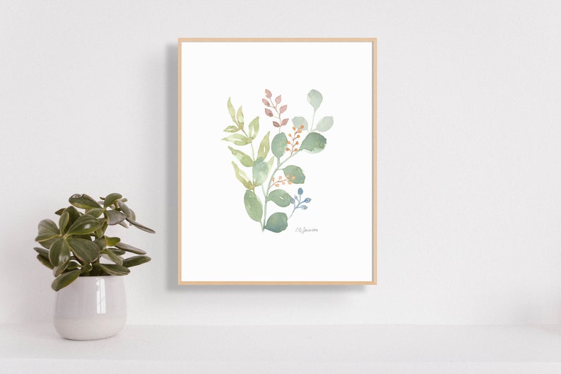 Eucalyptus Bundle Watercolor Art Printable, Digital Download - Etsy