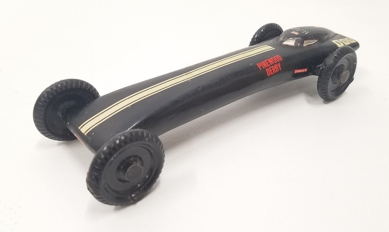 Vintage 60s Pinewood Derby Race Car Black Drag Race Car Bonneville Salt ...