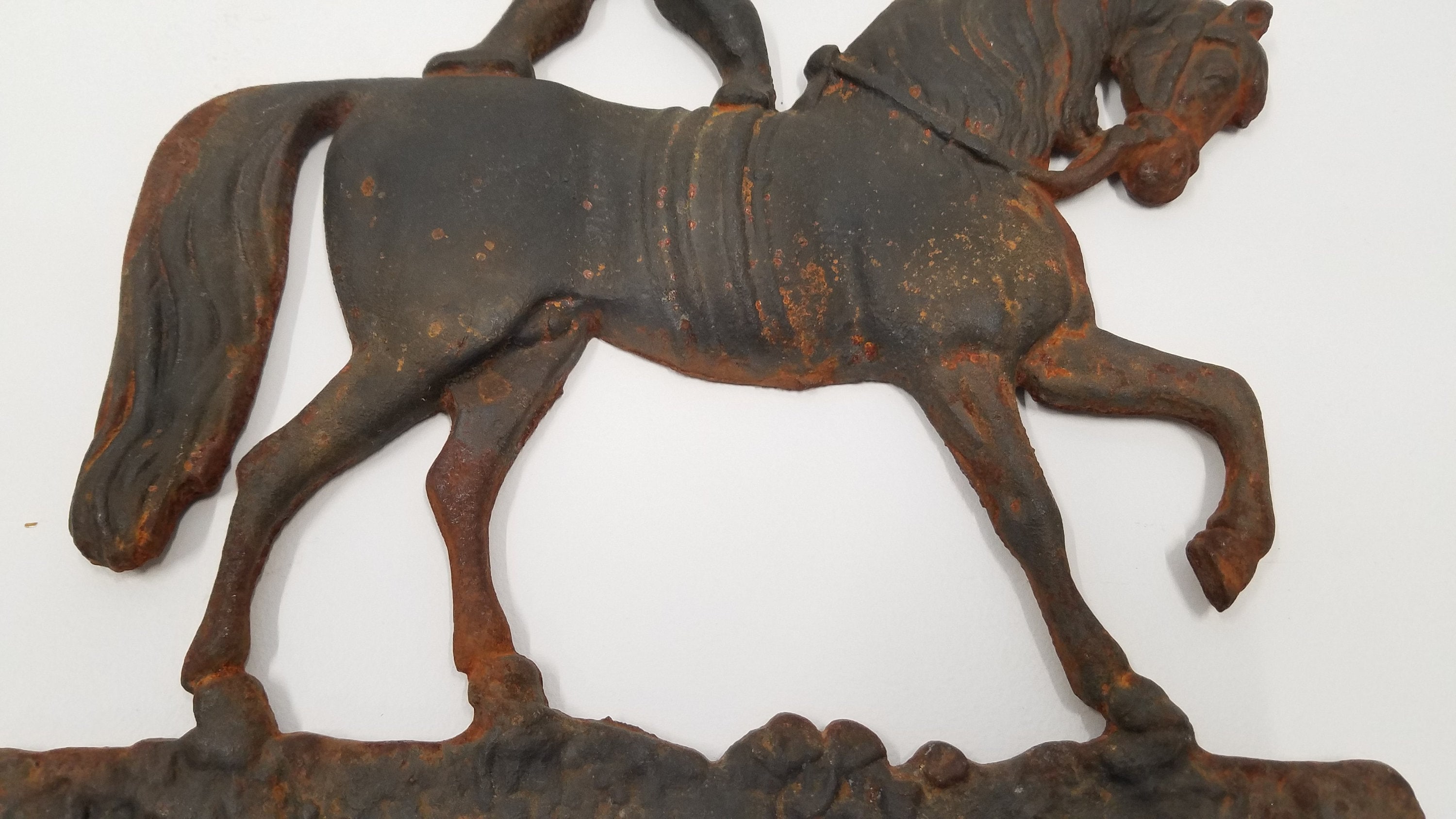 Vintage and Rare Cast Iron Horse and Putti Sculpture Livery Stable Sign ...